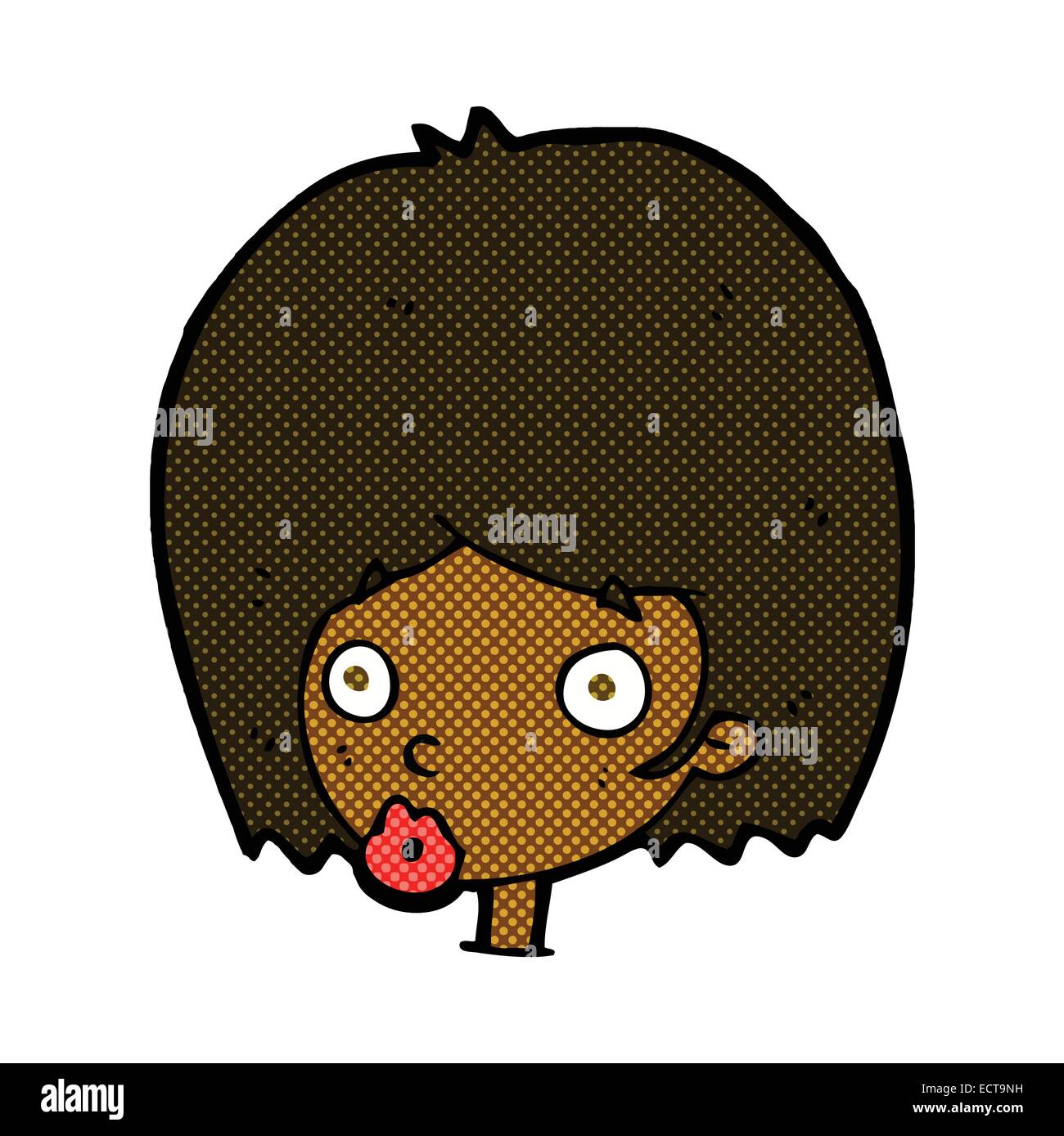 retro comic book style cartoon surprised female face Stock Vector Image ...