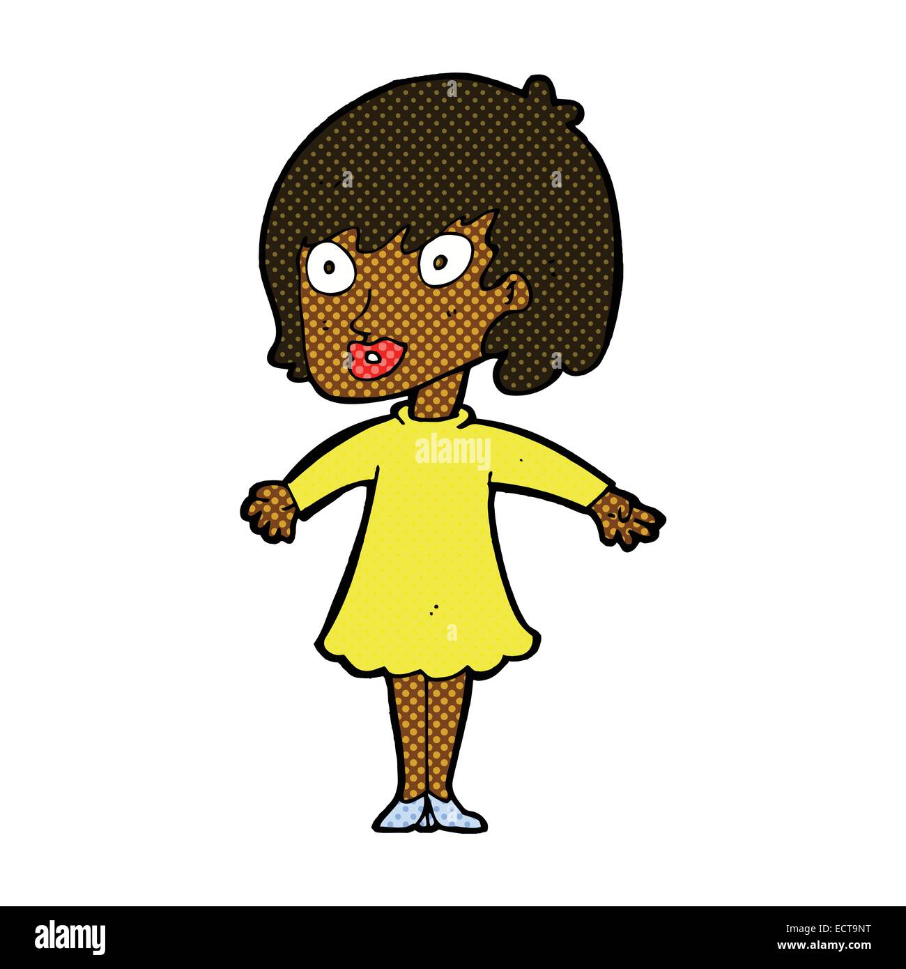 retro comic book style cartoon woman wearing dress Stock Vector Image ...