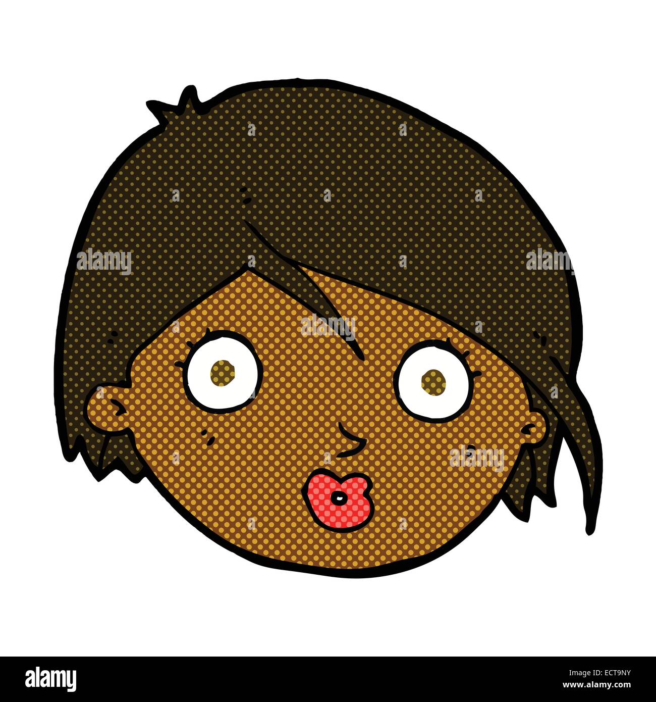retro comic book style cartoon surprised female face Stock Vector Image ...