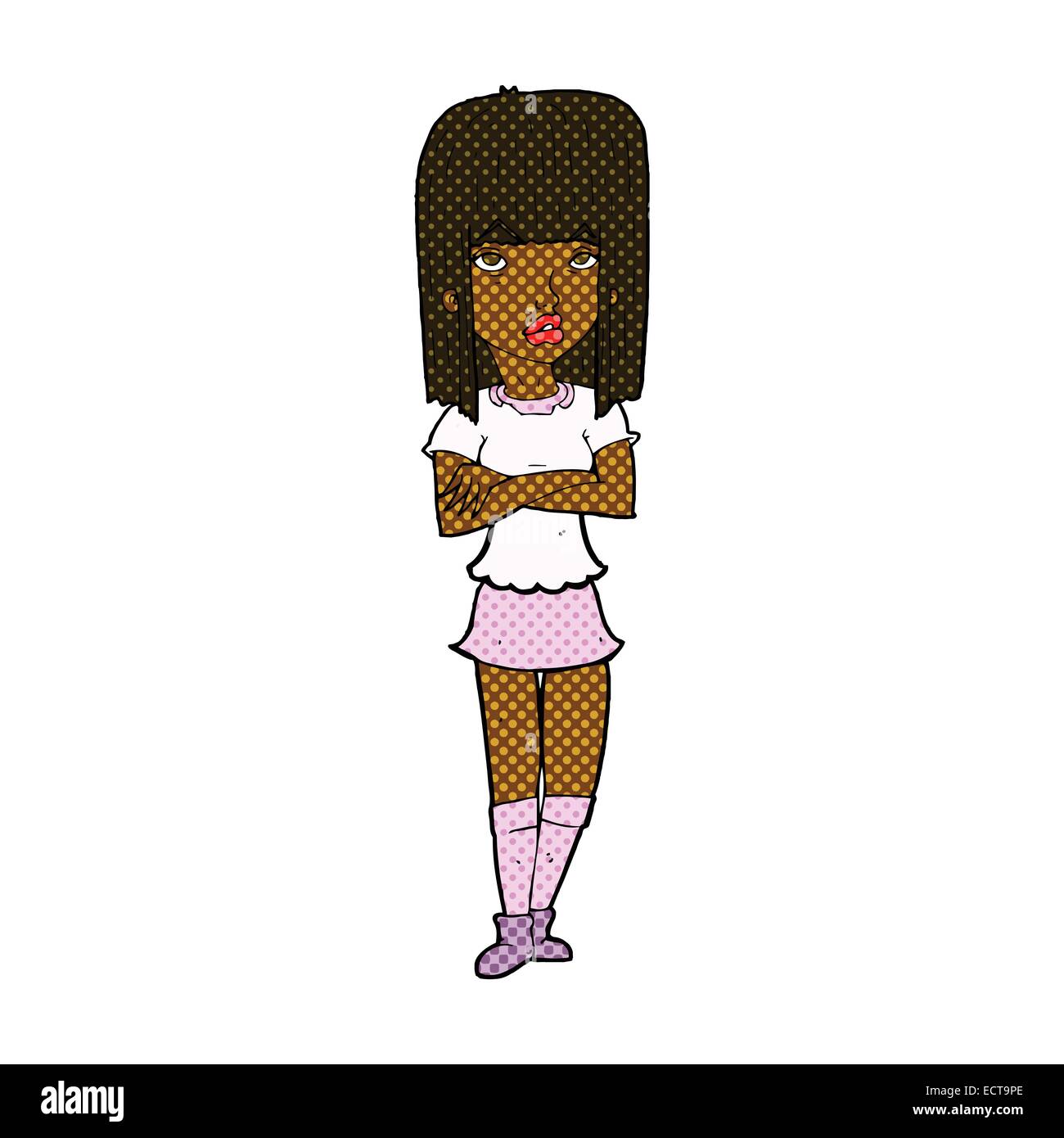 retro comic book style cartoon girl with crossed arms Stock Vector ...