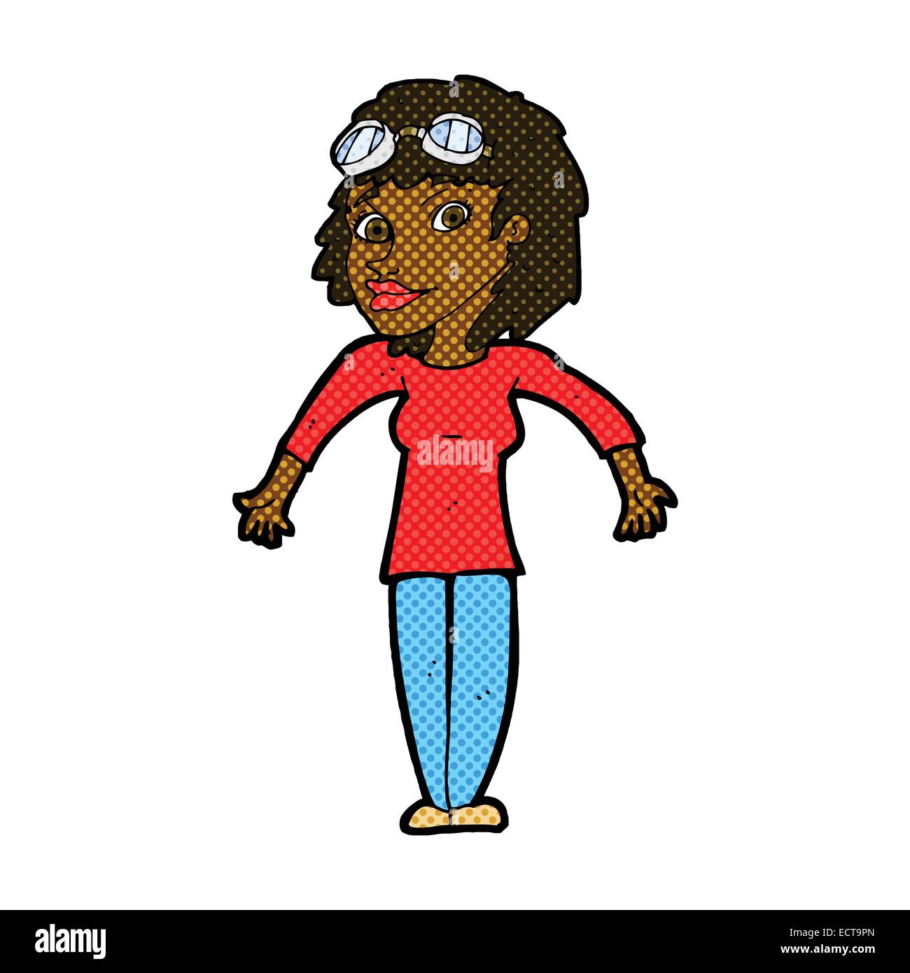 retro comic book style cartoon woman wearing goggles Stock Vector Image ...