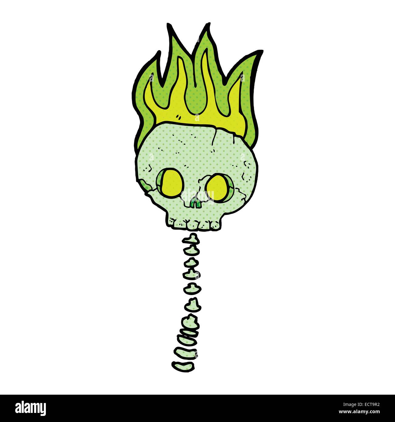 retro comic book style cartoon spooky skull and spine Stock Vector ...