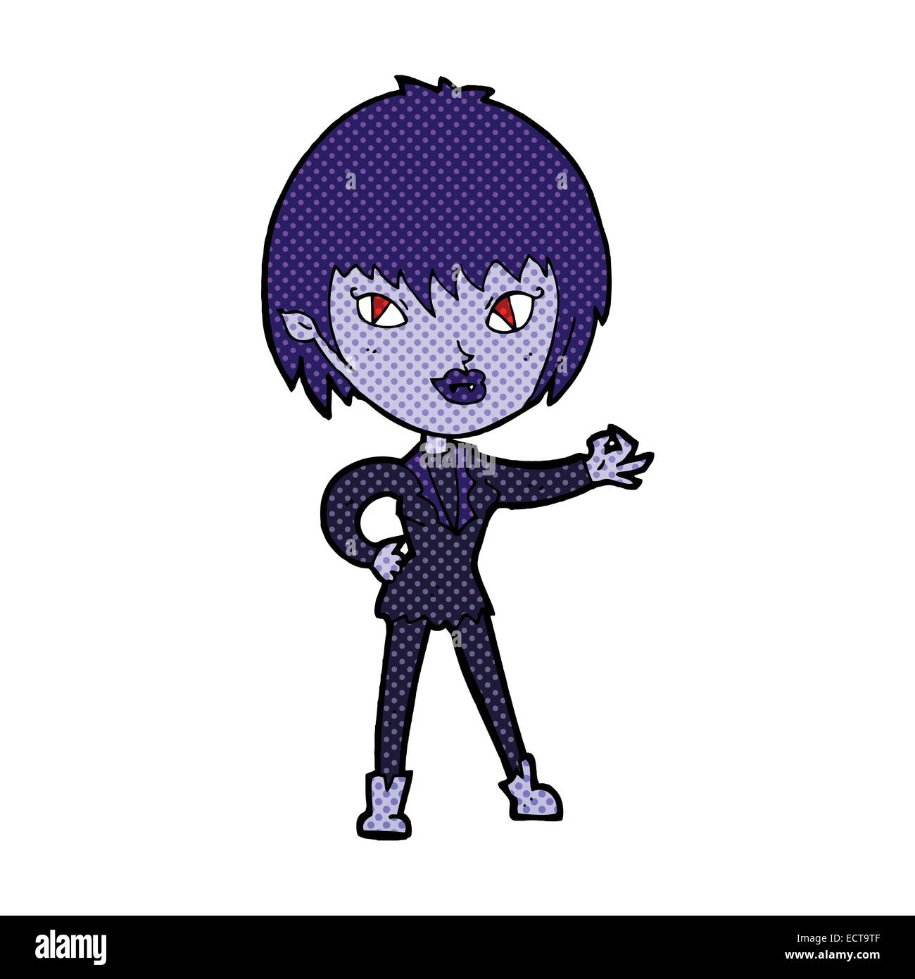 retro comic book style cartoon vampire girl Stock Vector Image & Art ...