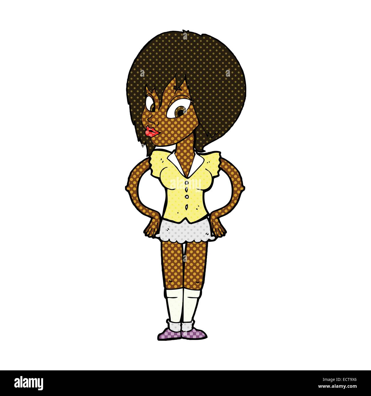 retro comic book style cartoon woman with hands on hips Stock Vector ...