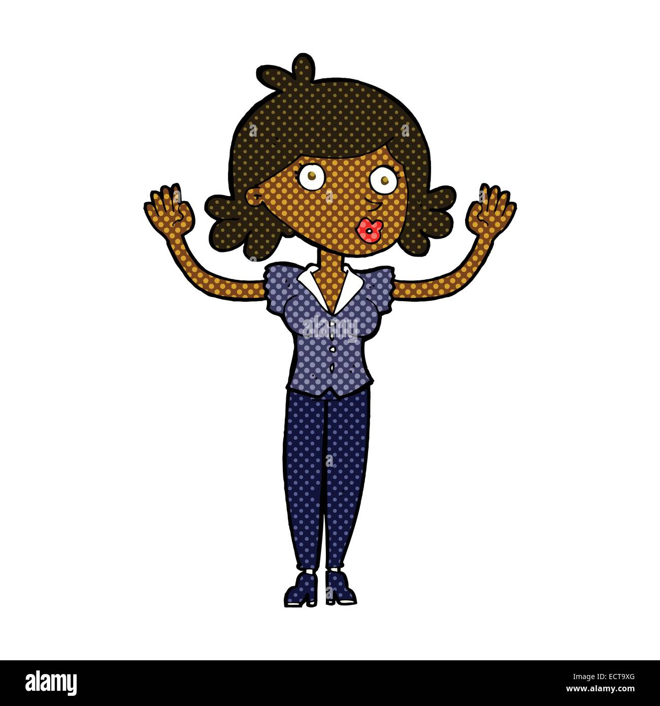 retro comic book style cartoon woman surrendering Stock Vector Image ...