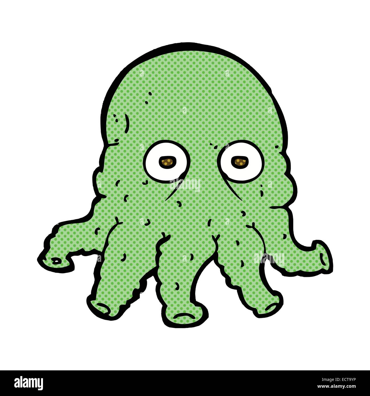 retro comic book style cartoon alien squid face Stock Vector Image ...