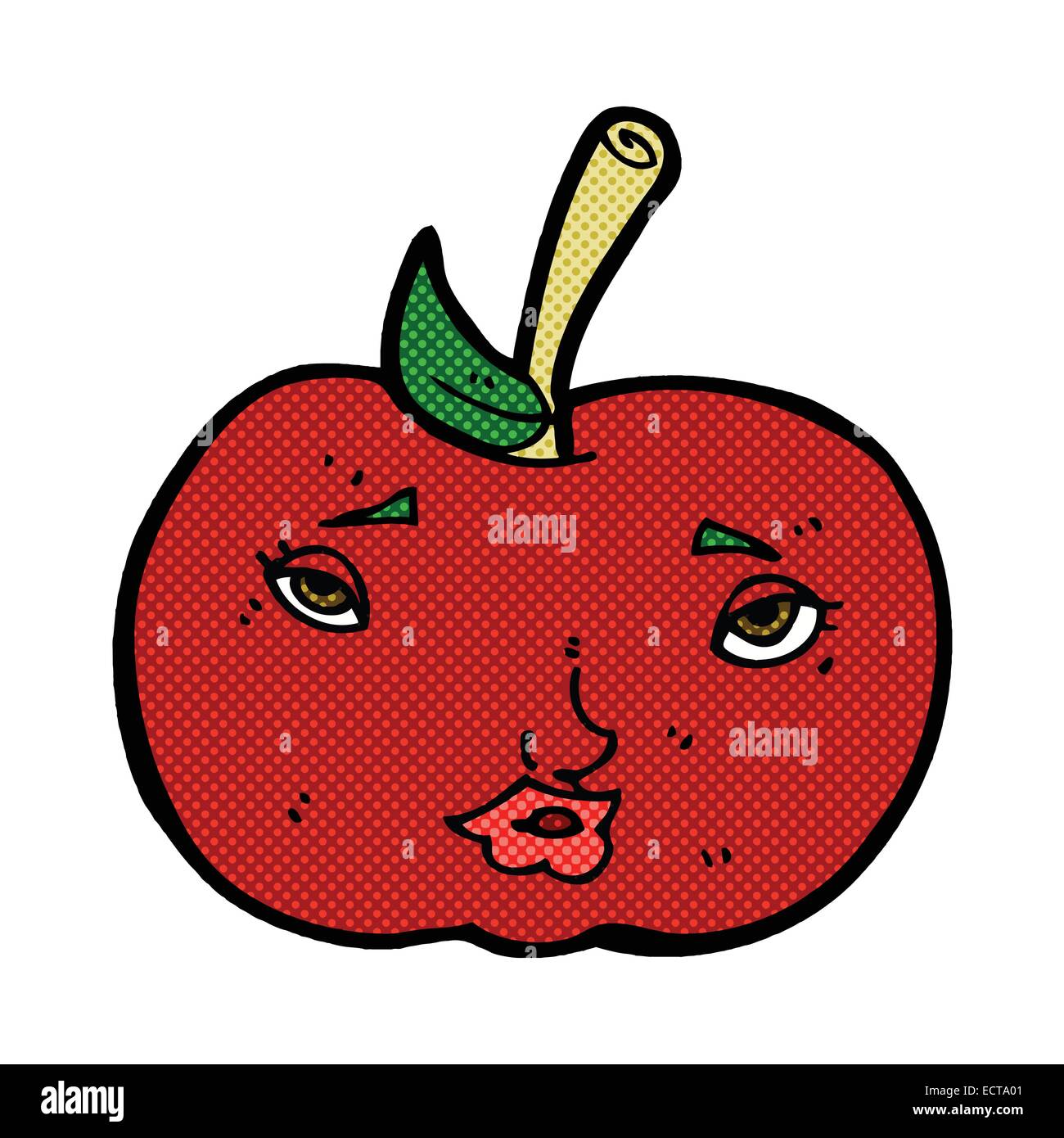 retro comic book style cartoon apple with face Stock Vector Image & Art ...