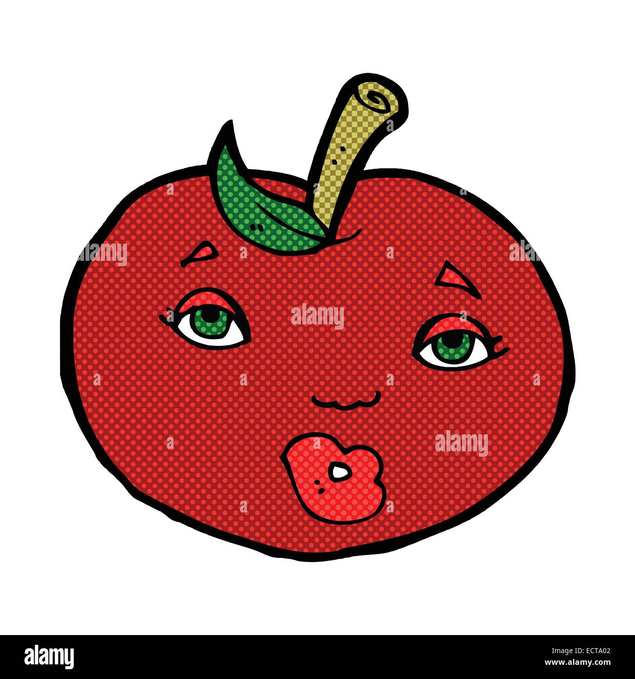 retro comic book style cartoon apple with face Stock Vector Image & Art ...