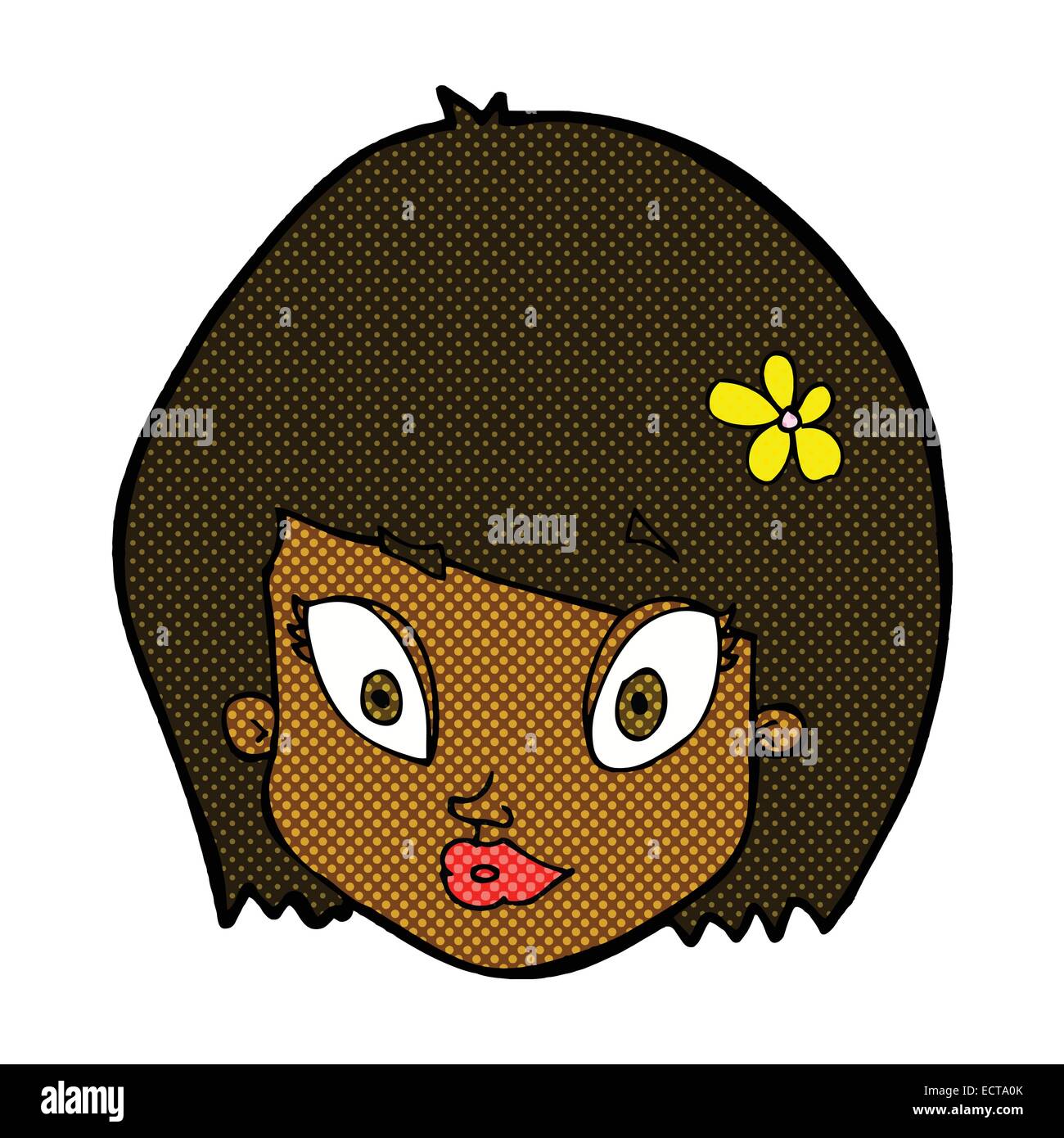 retro comic book style cartoon happy female face Stock Vector Image ...