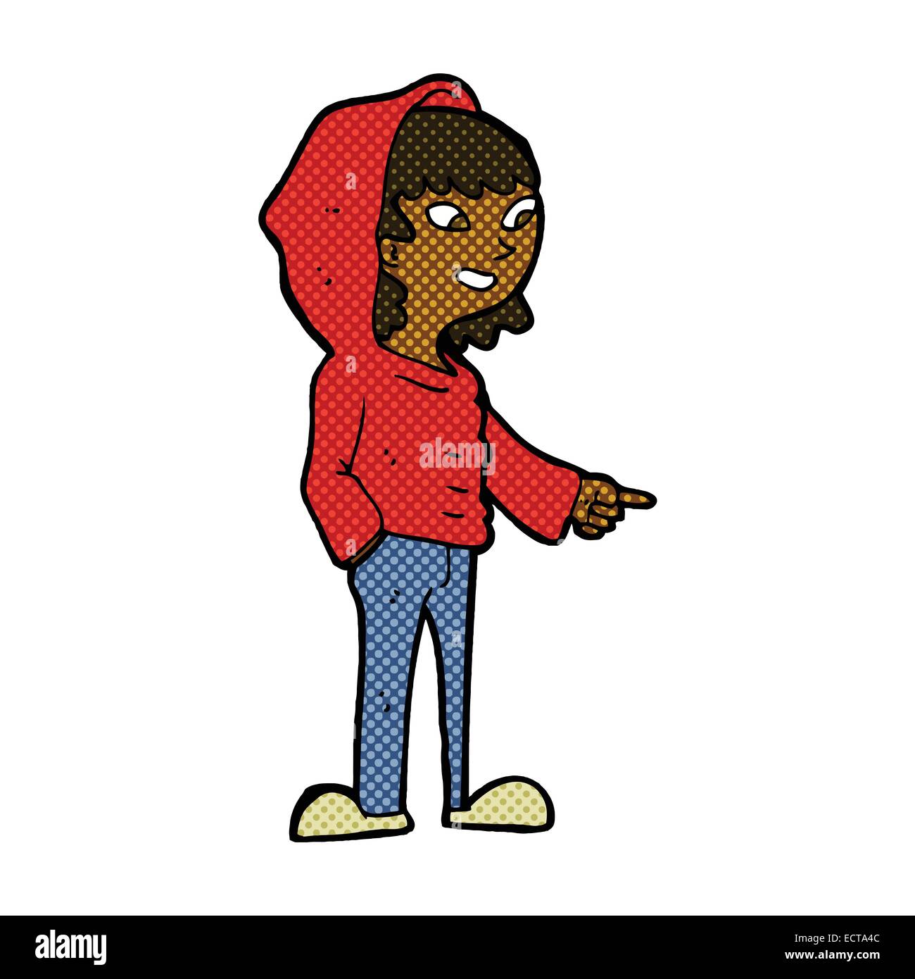 retro comic book style cartoon pointing teenager Stock Vector Image ...