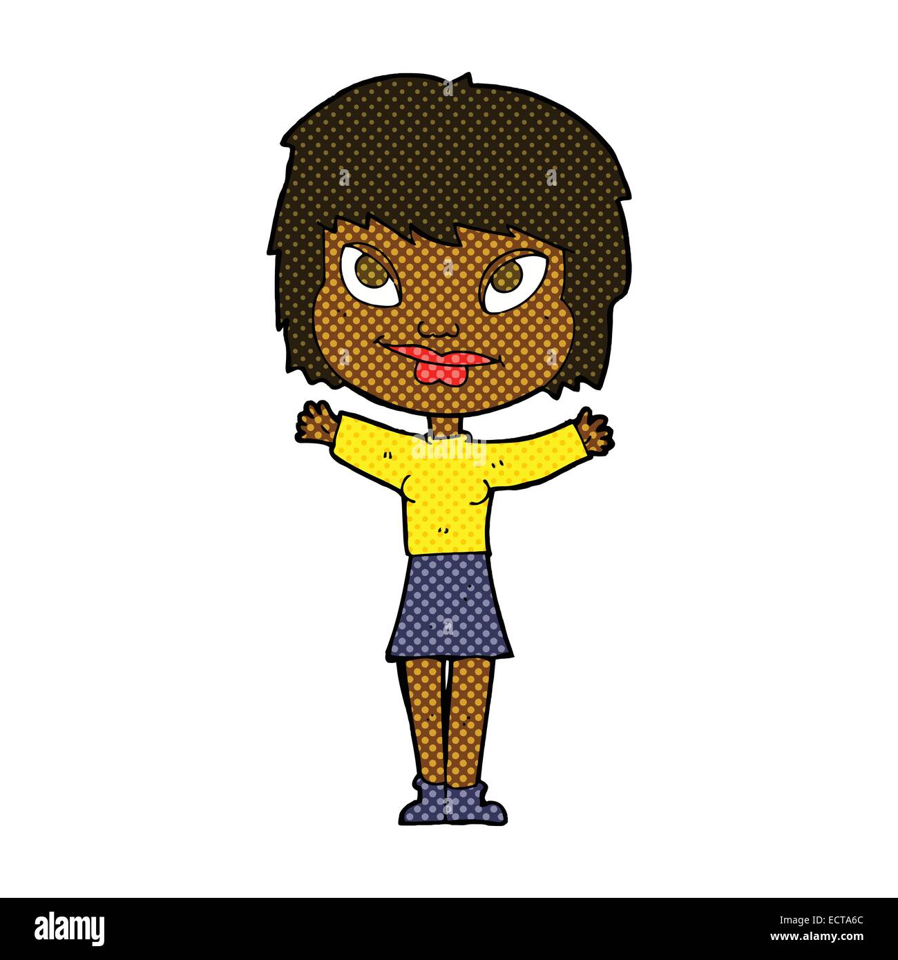retro comic book style cartoon woman waving arms Stock Vector Image ...