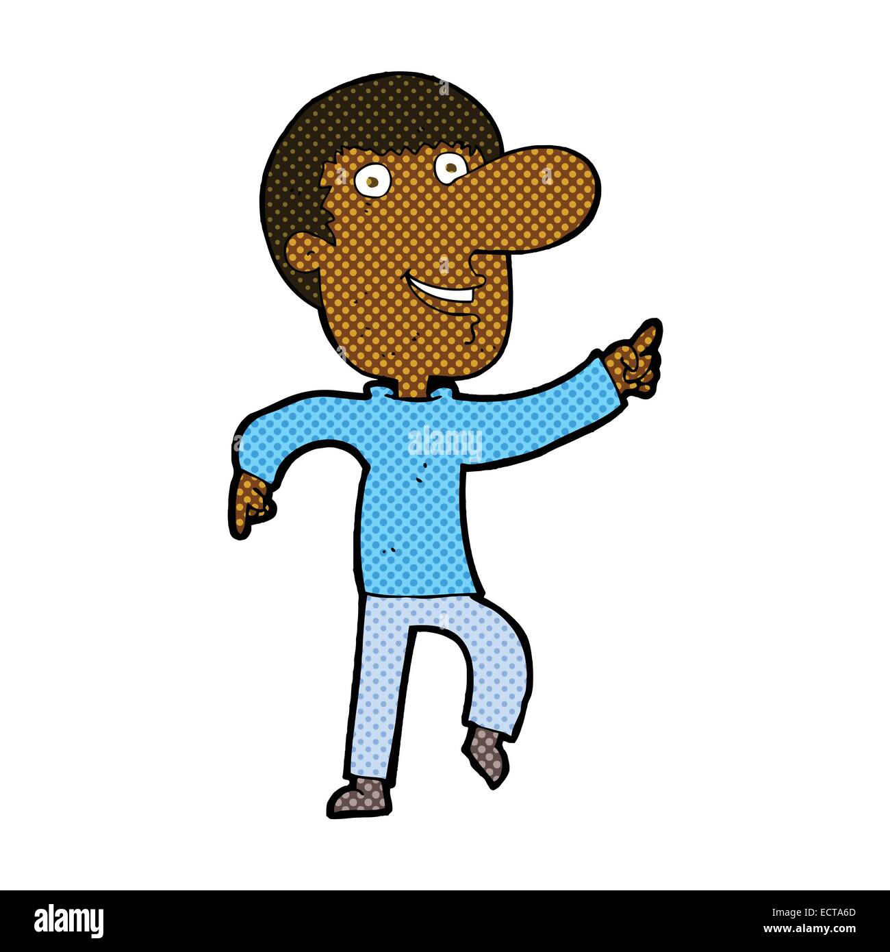 retro comic book style cartoon happy man dancing Stock Vector Image ...