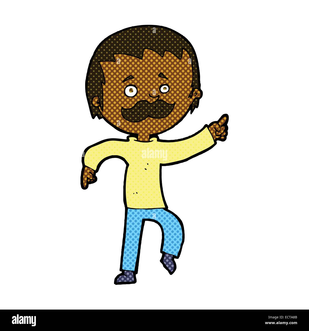 retro comic book style cartoon man with mustache pointing Stock Vector ...