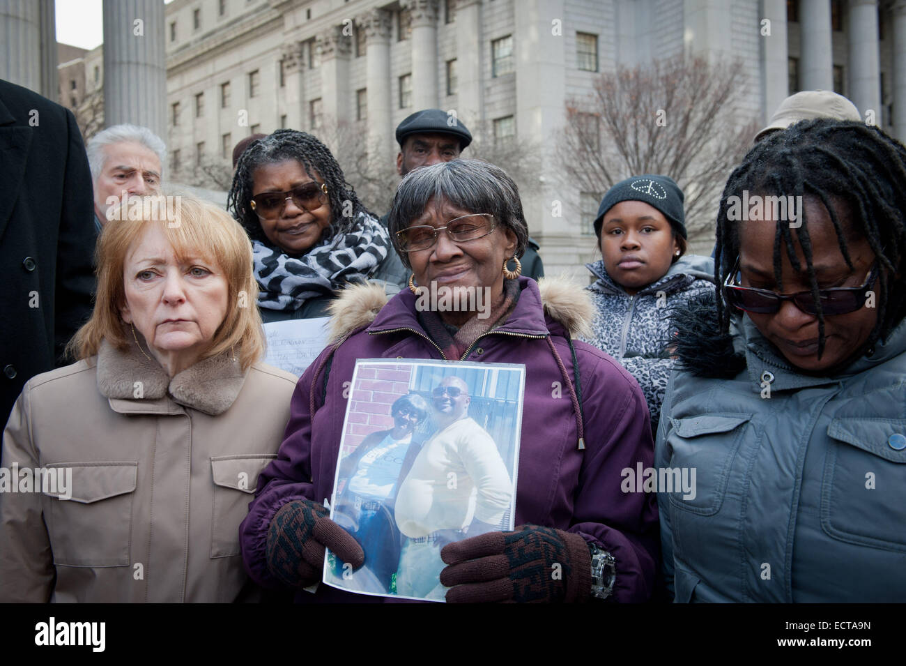 Manhattan, New York, USA. 18th Dec, 2014. Rebecca Singleton speaks as a ...