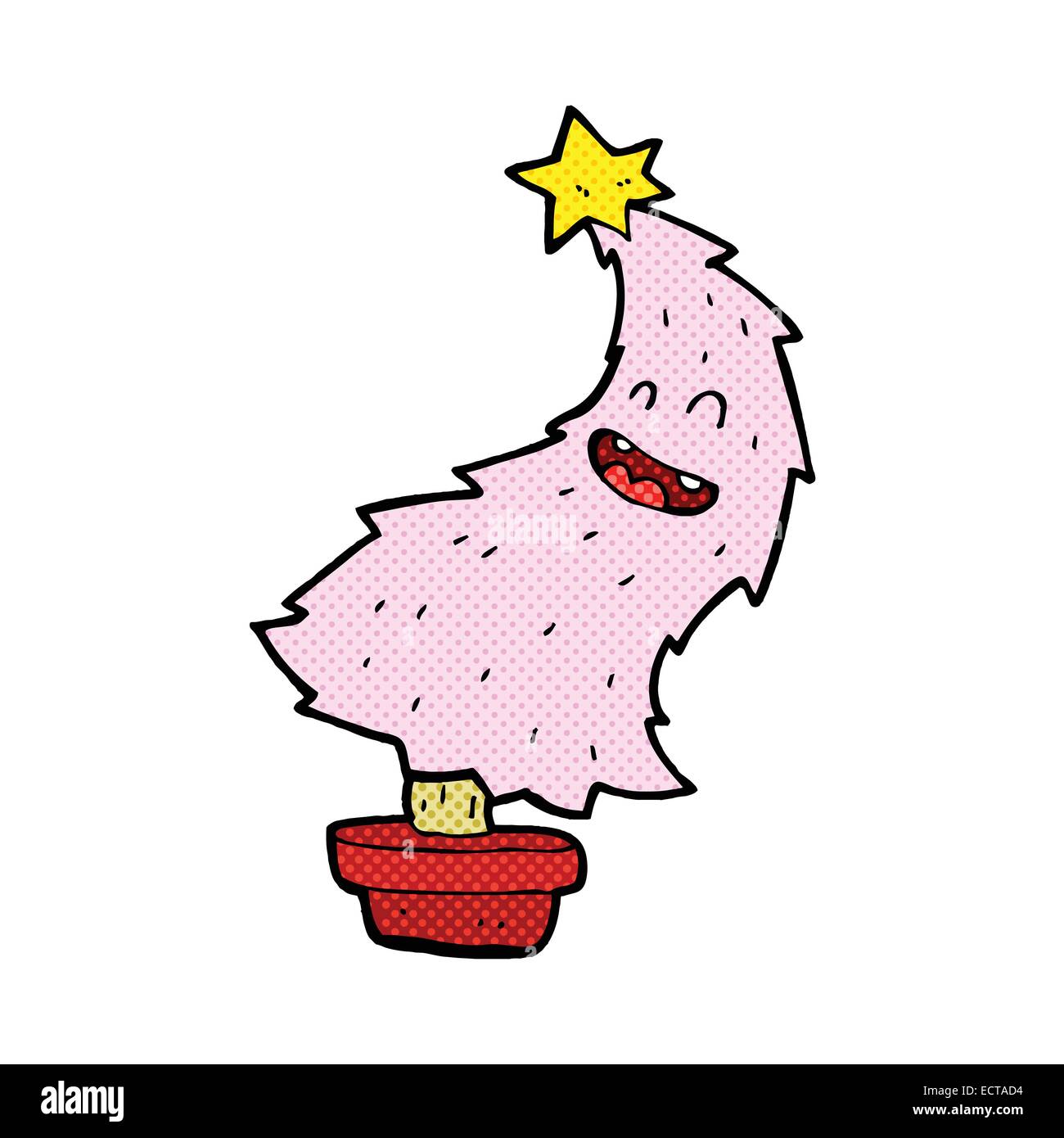 retro comic book style cartoon dancing christmas tree Stock Vector ...