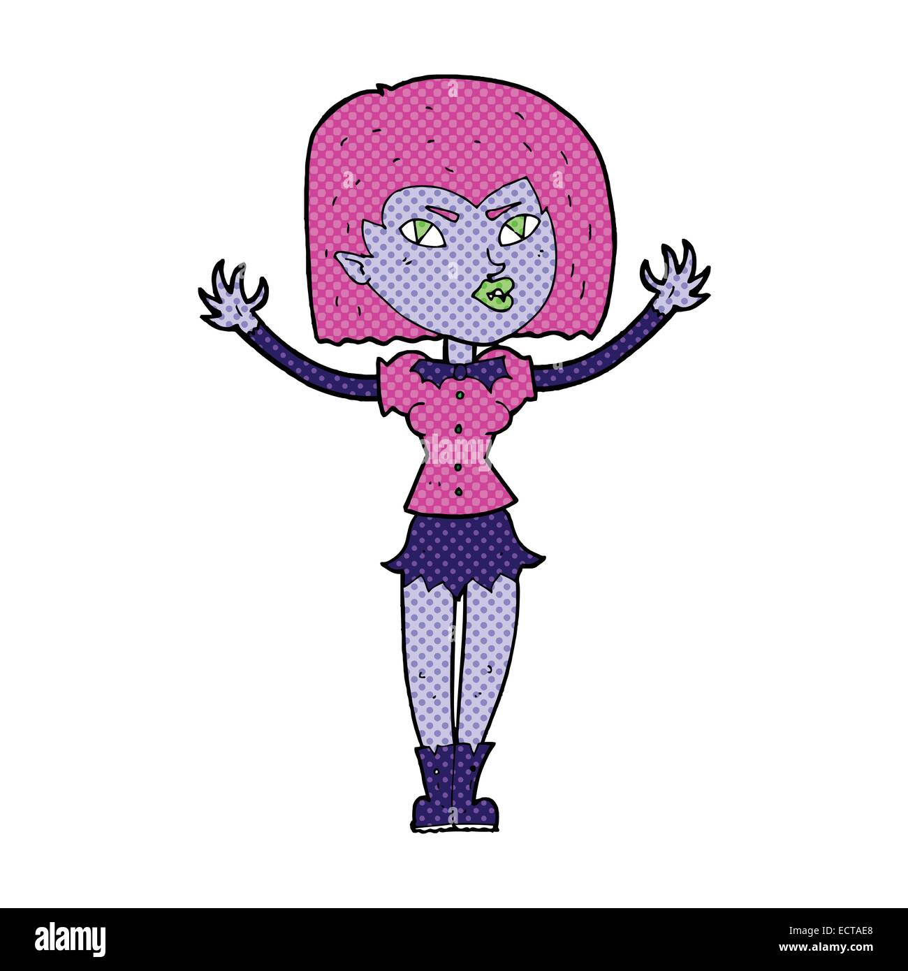 retro comic book style cartoon vampire girl Stock Vector Image & Art ...