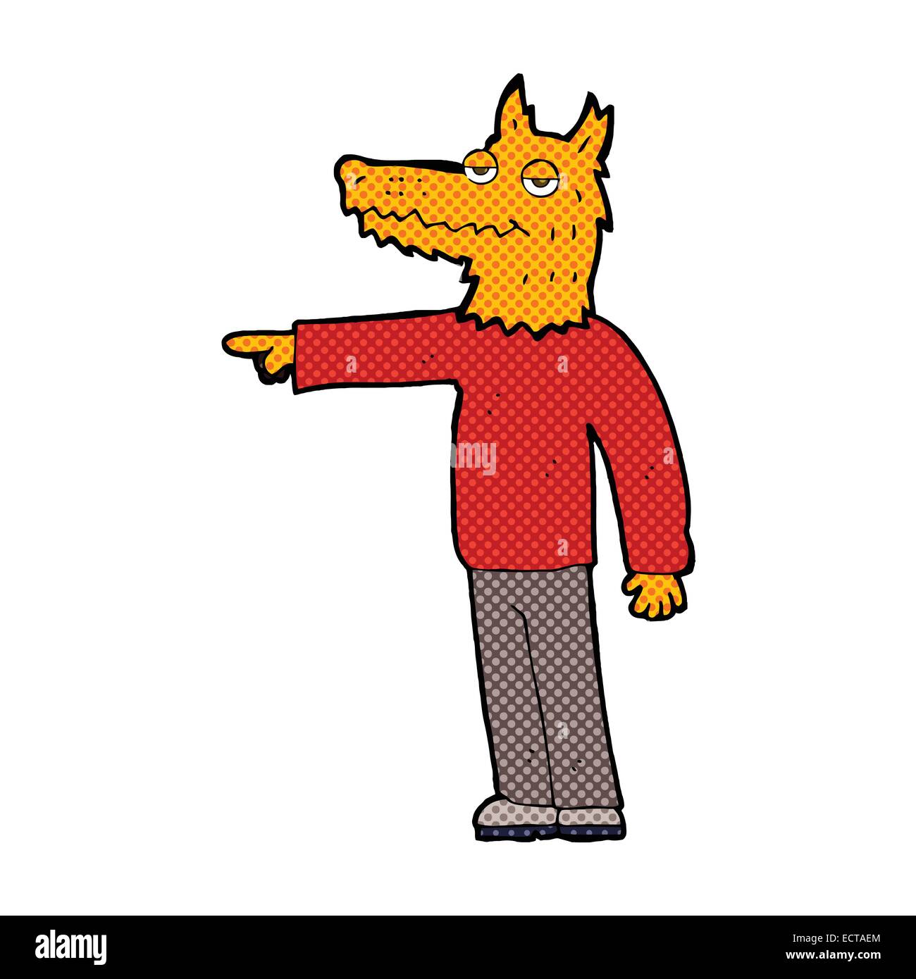 retro comic book style cartoon fox man pointing Stock Vector Image ...