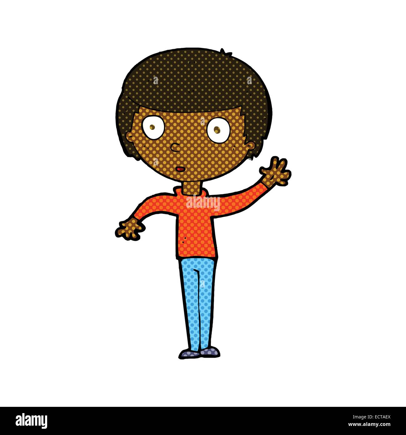 retro comic book style cartoon waving boy Stock Vector Image & Art - Alamy