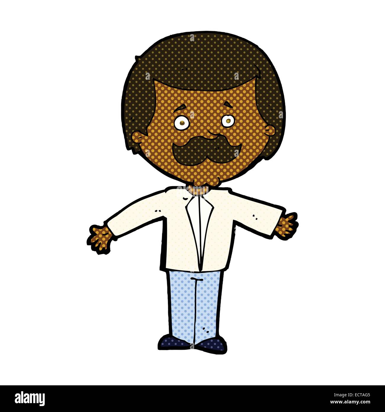 retro comic book style cartoon mustache man with open arms Stock Vector ...