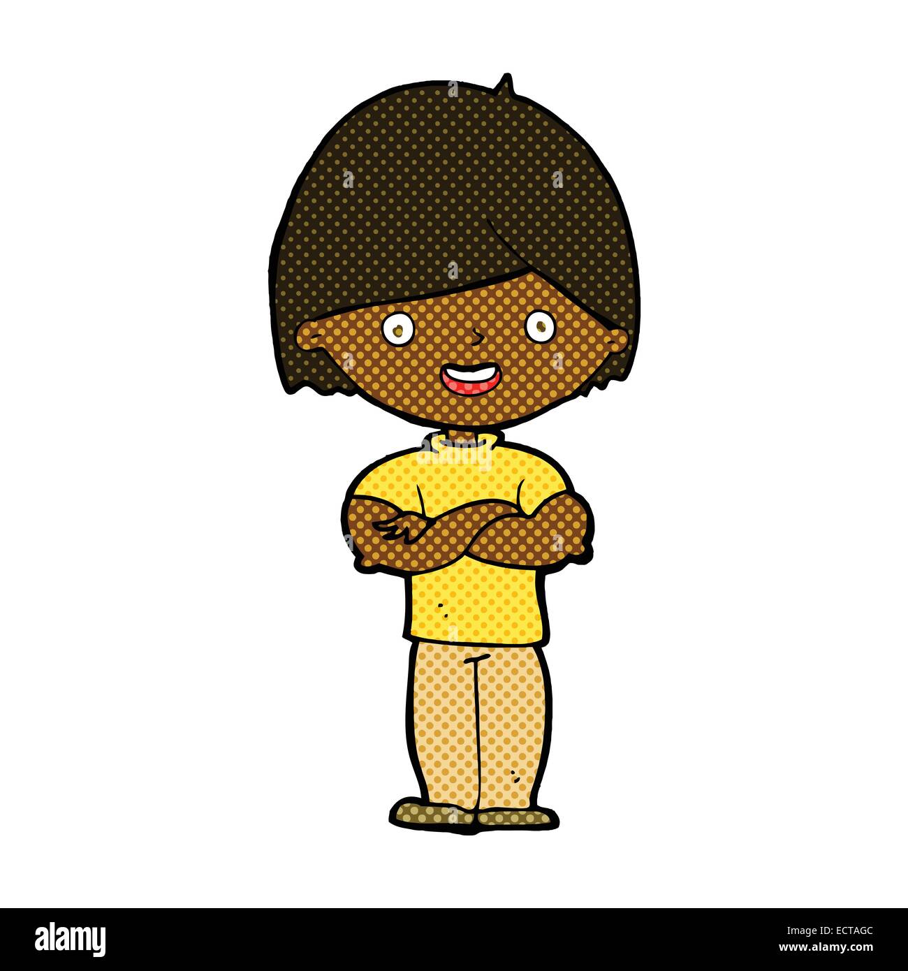 retro comic book style cartoon man with crossed arms Stock Vector Image ...