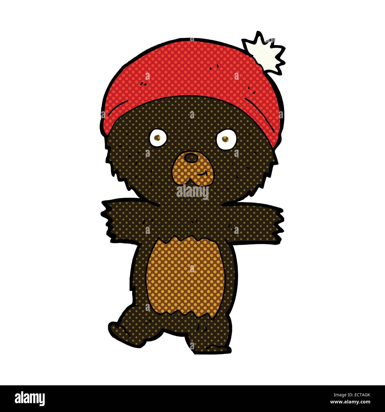 retro comic book style cartoon cute black teddy bear Stock Vector Image ...