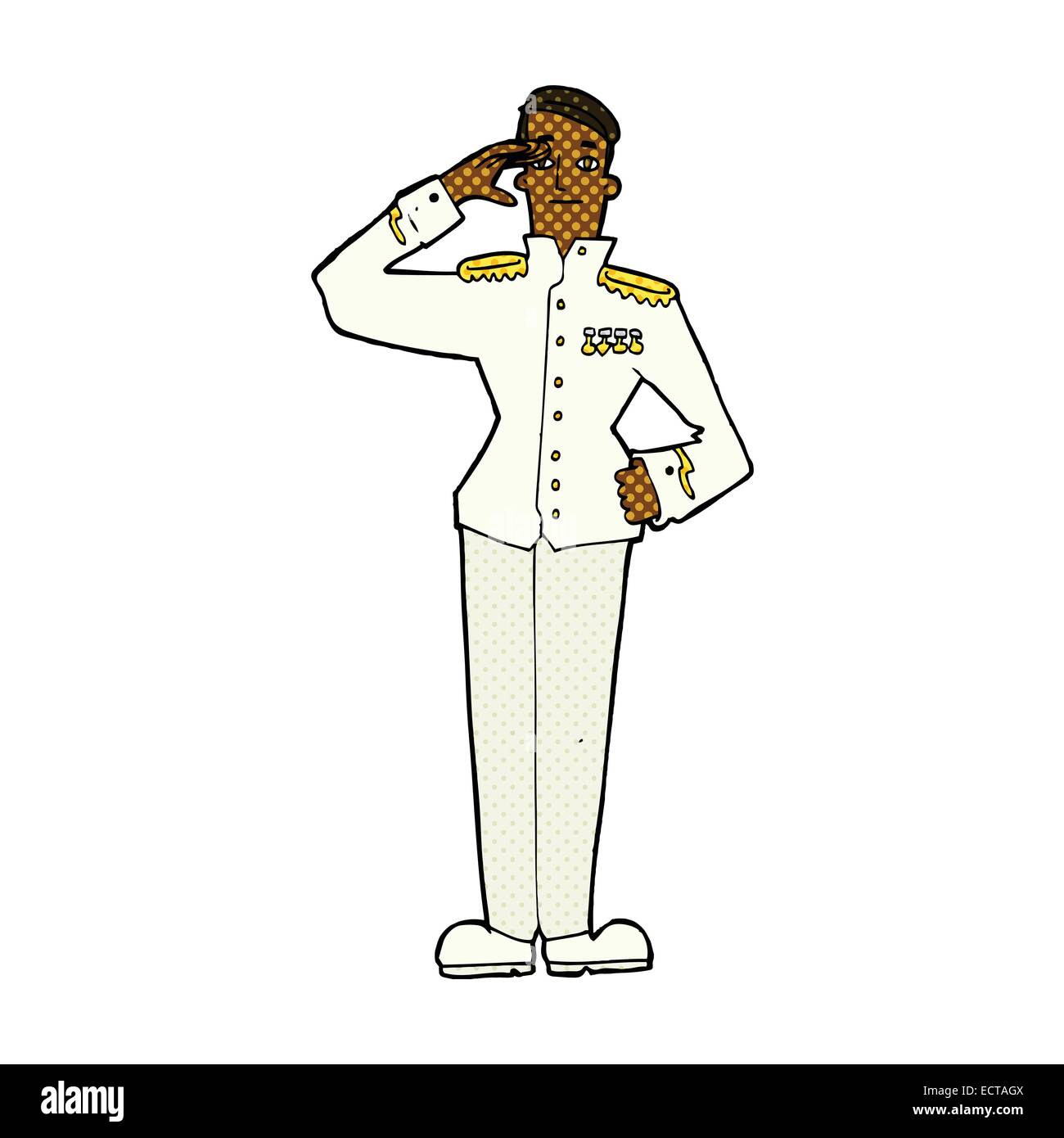retro comic book style cartoon military man in dress uniform Stock ...