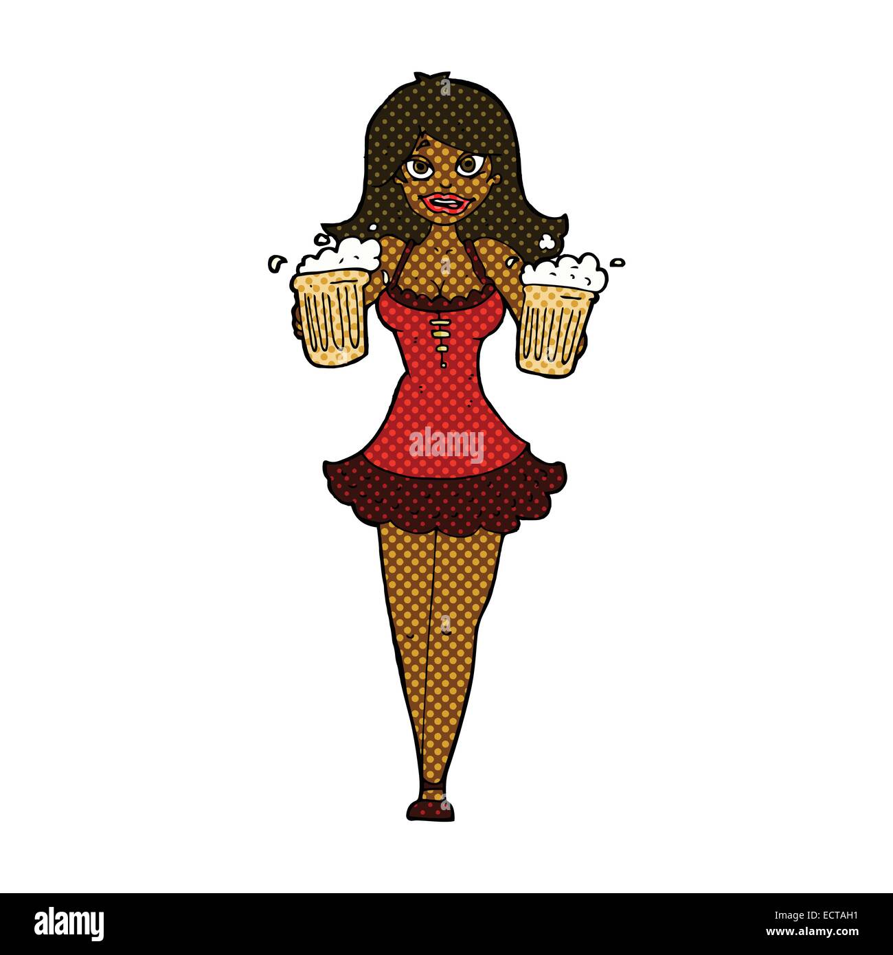 retro comic book style cartoon beer festival girl Stock Vector Image ...
