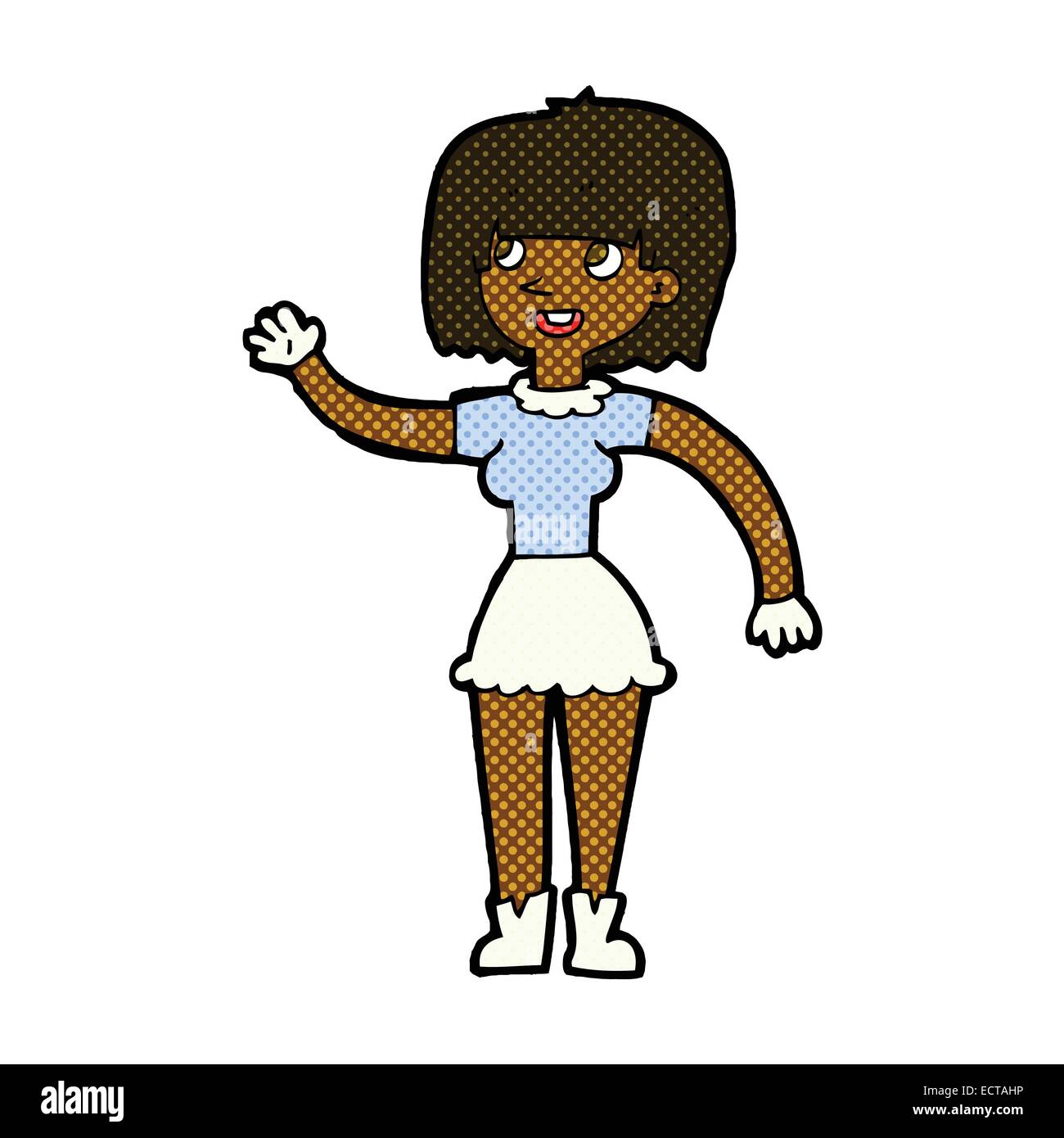 retro comic book style cartoon girl waving Stock Vector Image & Art - Alamy