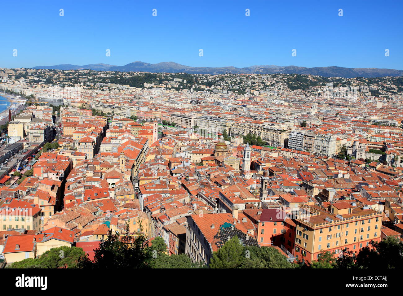 Top view above the roof top of the old town of Nice Stock Photo - Alamy