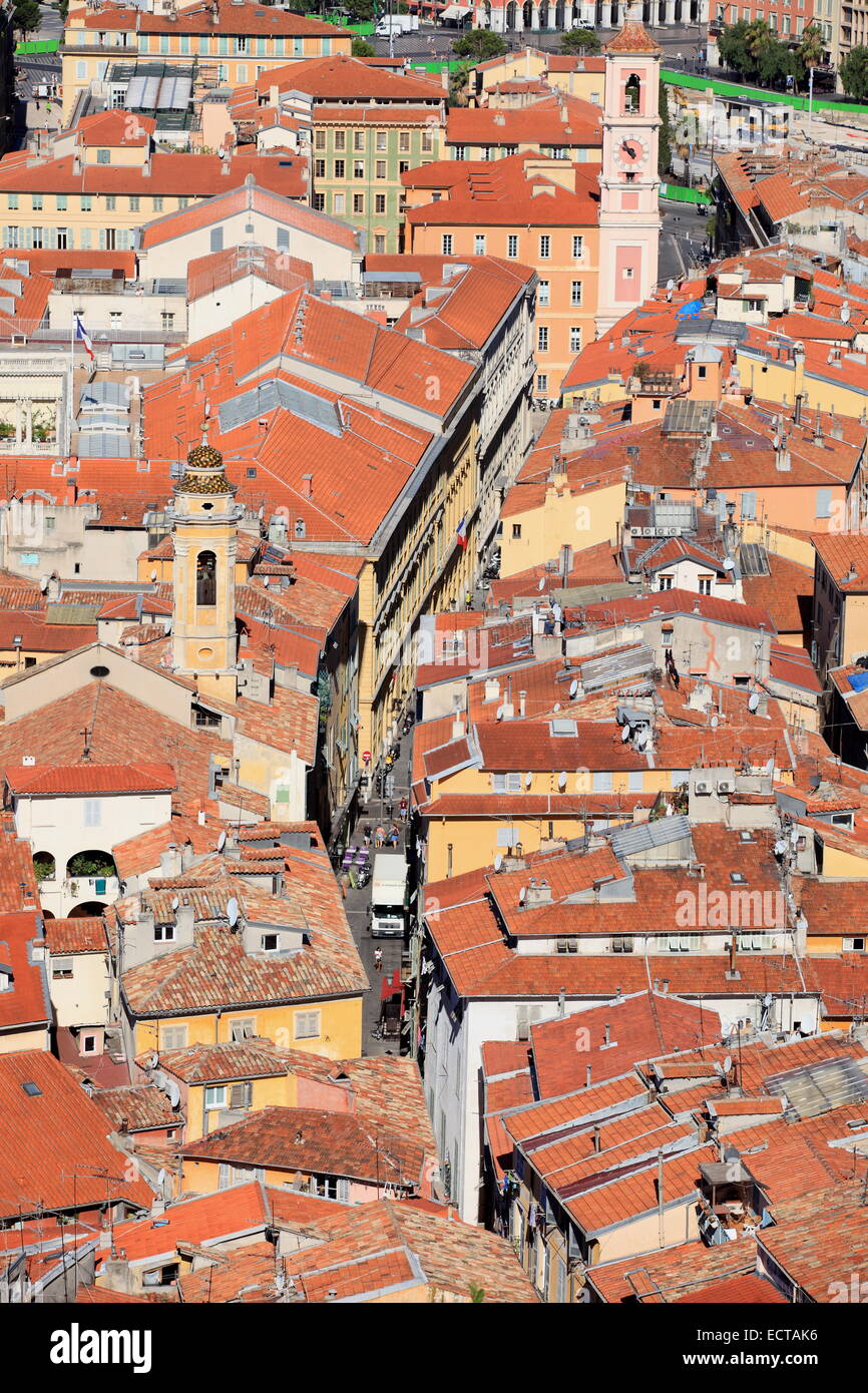 Top view above the roof top of the old town of Nice Stock Photo - Alamy