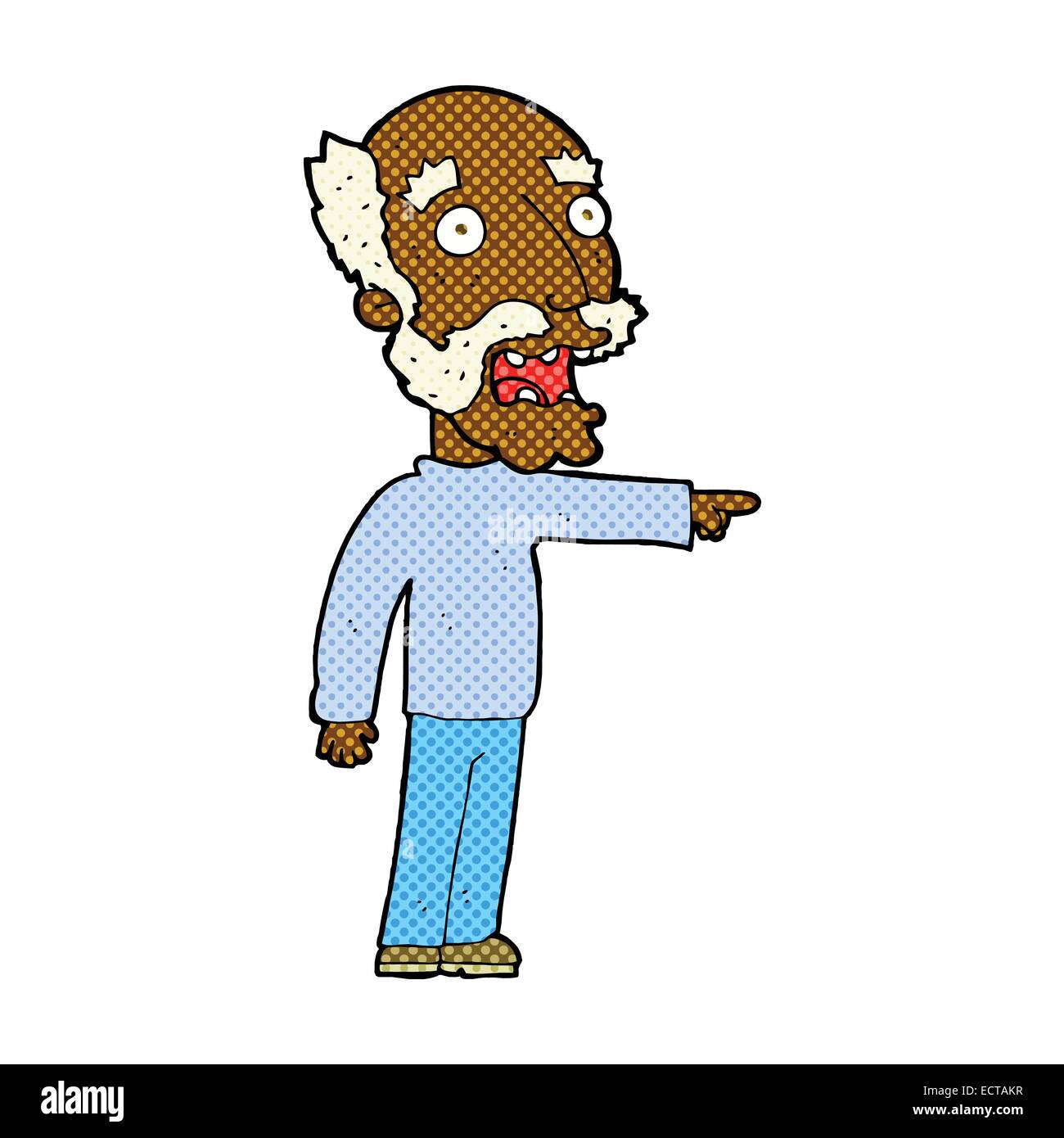 retro comic book style cartoon scared old man pointing Stock Vector ...