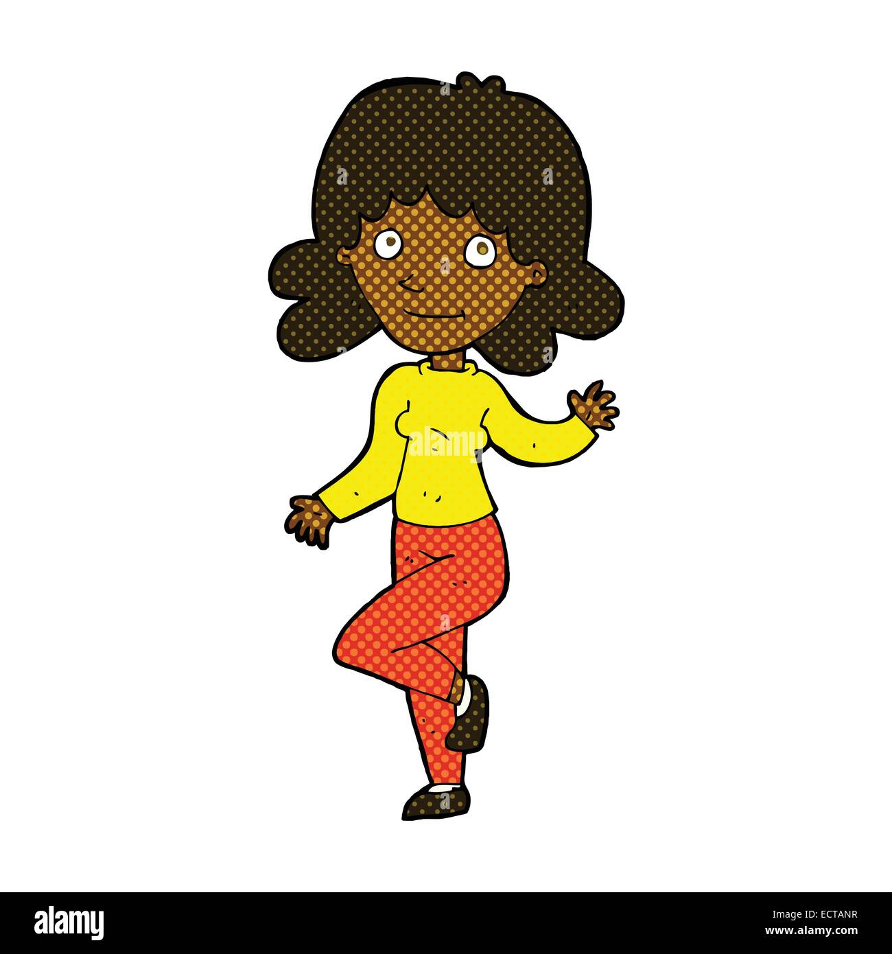 retro comic book style cartoon friendly woman waving Stock Vector Image ...
