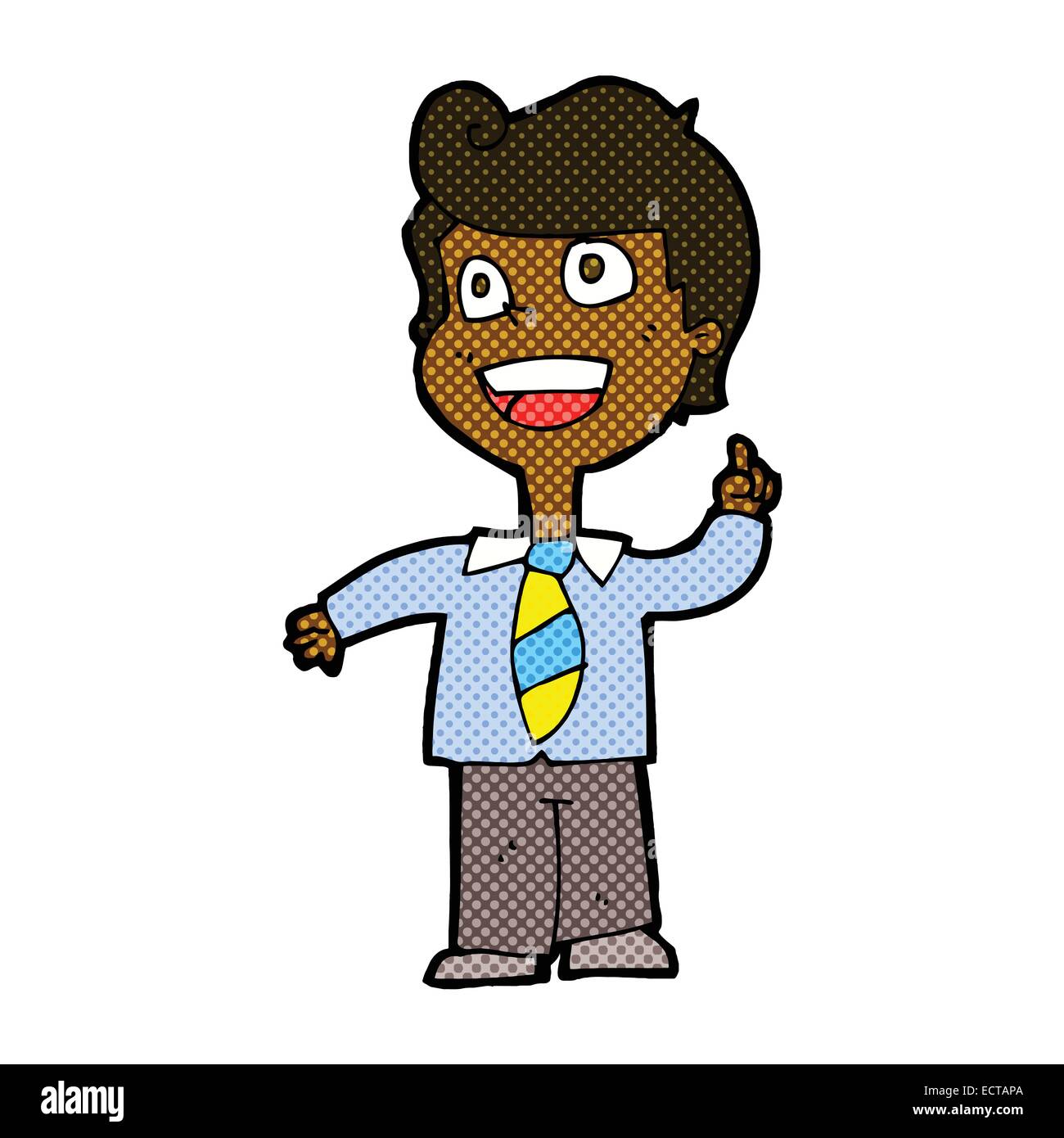 retro comic book style cartoon school boy raising hand Stock Vector ...