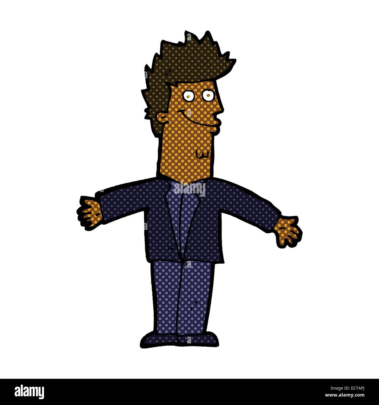 retro comic book style cartoon happy man with open arms Stock Vector ...
