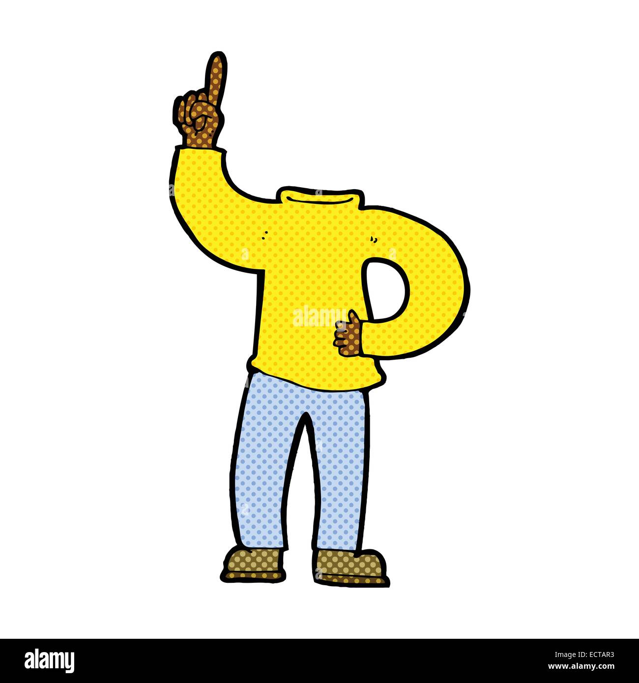 retro comic book style cartoon headless body with raised hand Stock ...