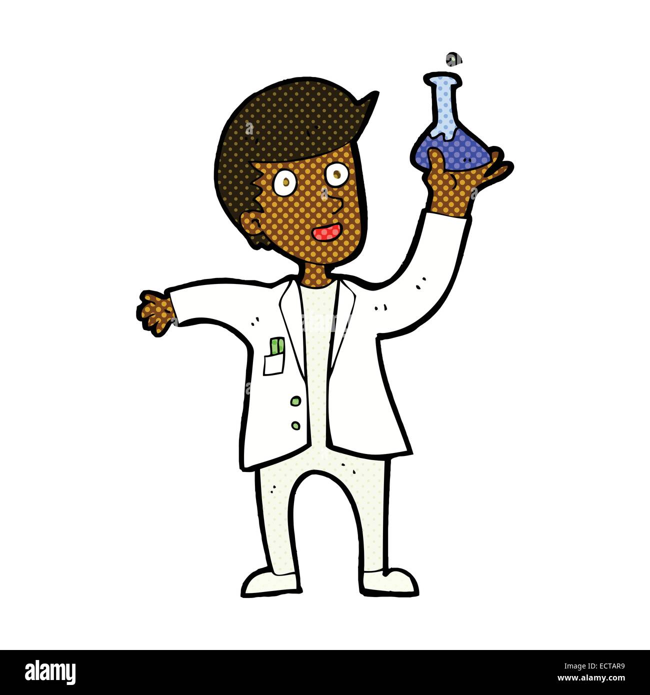 retro comic book style cartoon happy scientist Stock Vector Image & Art ...