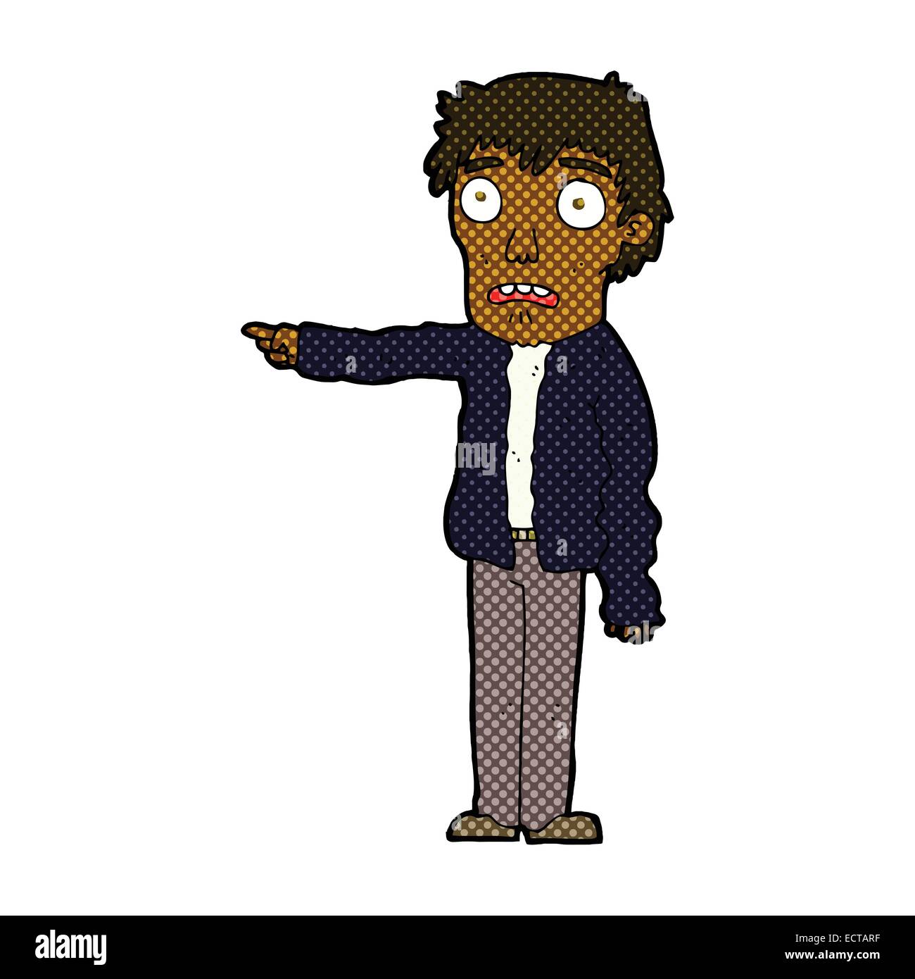 retro comic book style cartoon terrified man pointing Stock Vector ...
