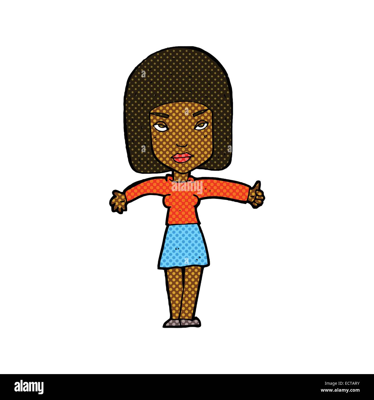 retro comic book style cartoon woman giving thumbs up symbol Stock ...