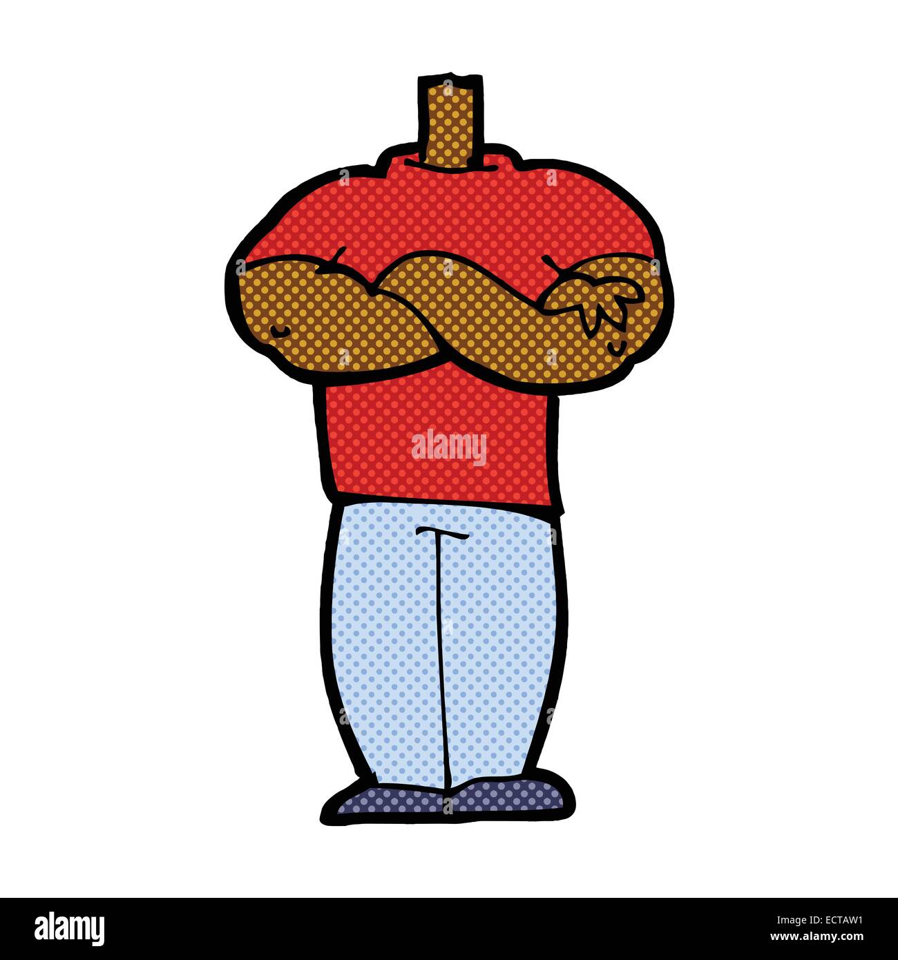 retro comic book style cartoon body with folded arms (mix and match ...