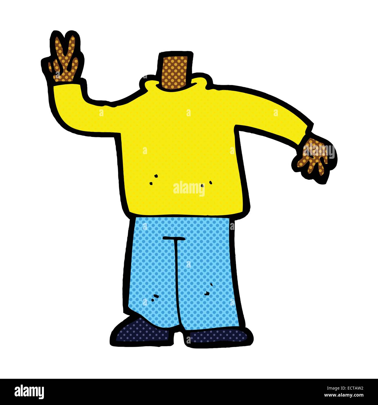 retro comic book style cartoon body giving peace sign (mix and match ...