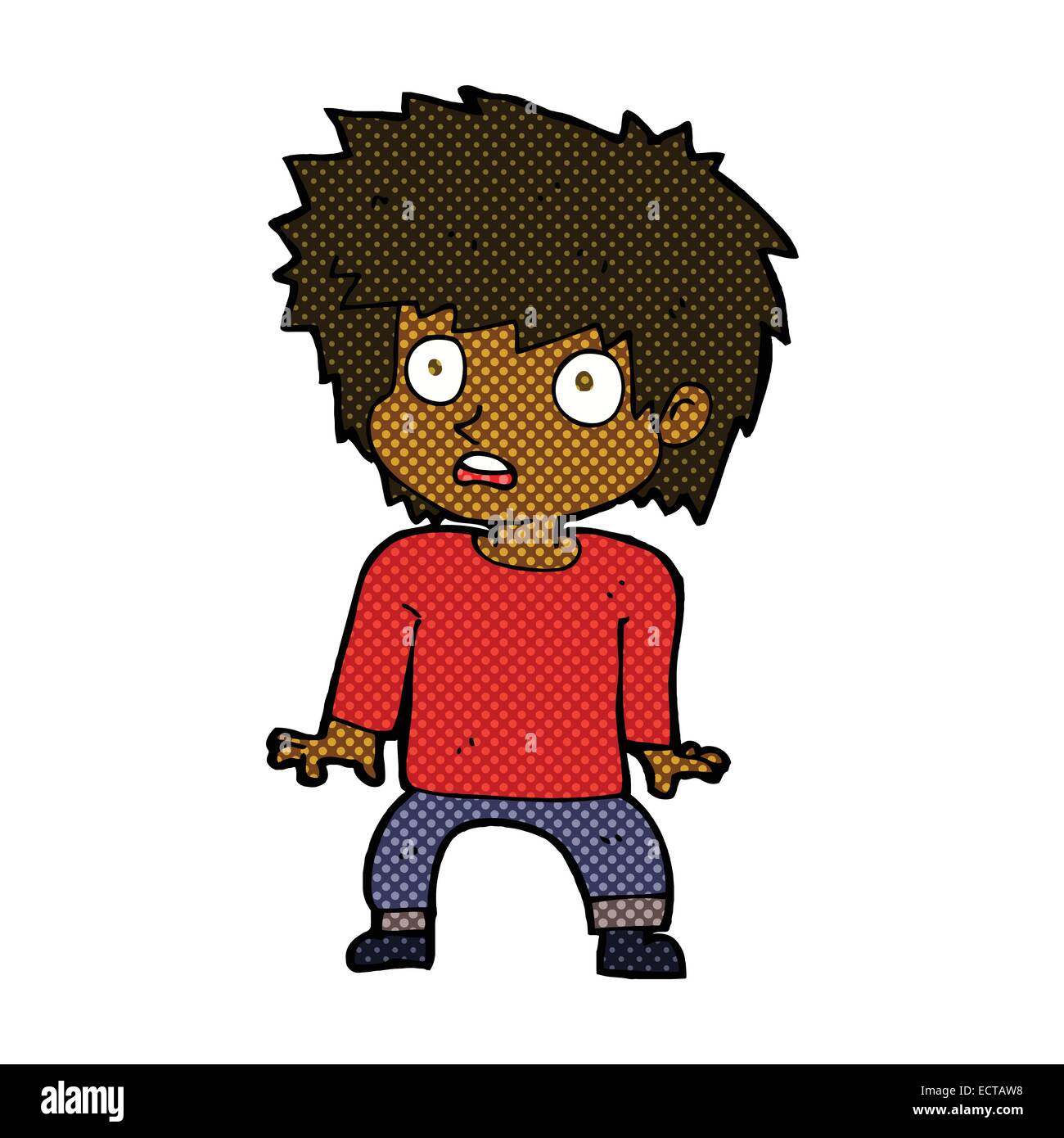 retro comic book style cartoon frightened boy Stock Vector Image & Art ...