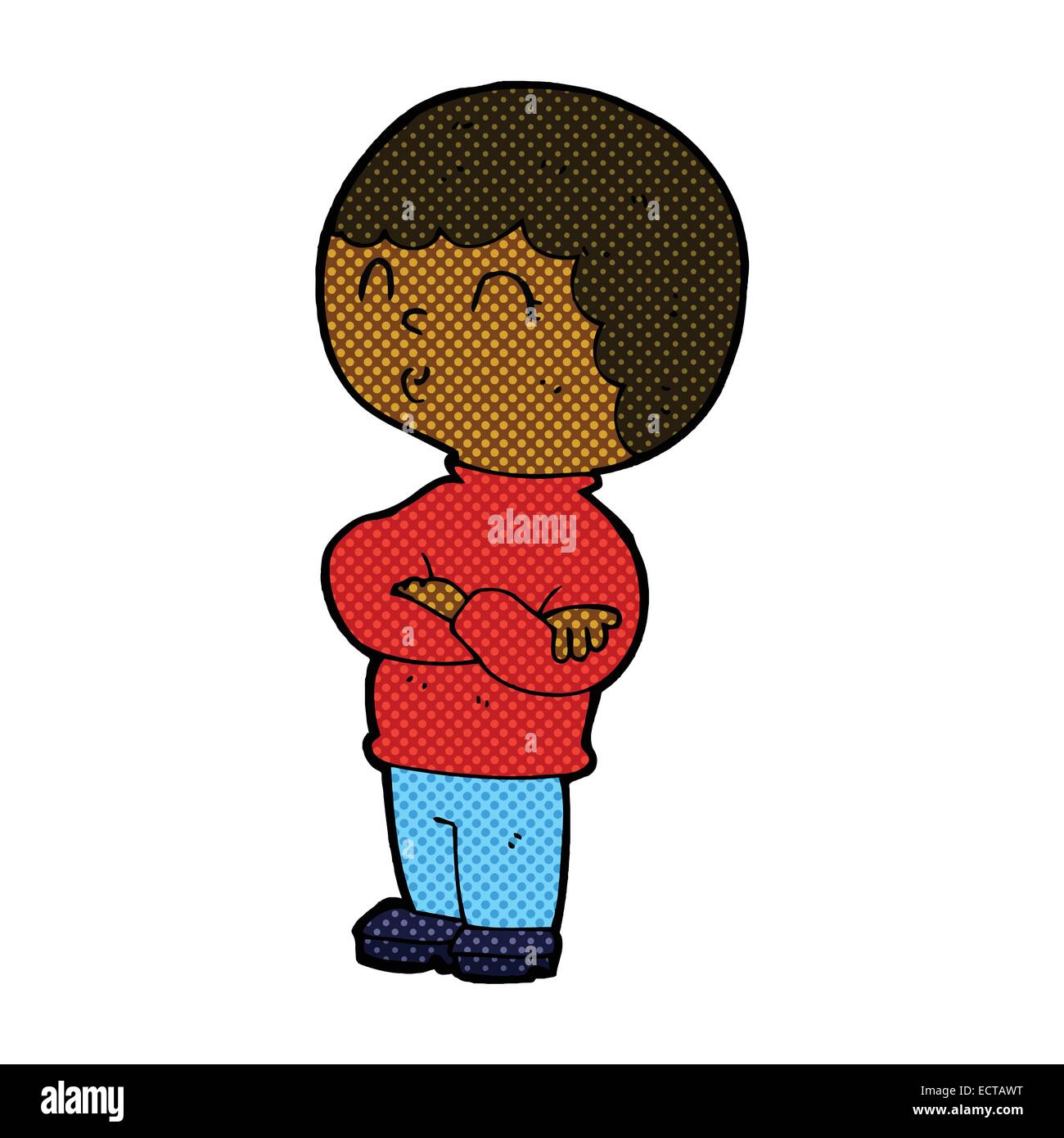 retro comic book style cartoon boy with folded arms Stock Vector Image ...