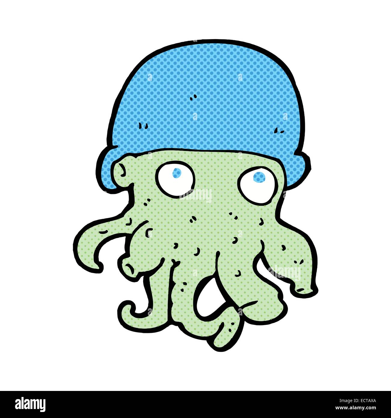 retro comic book style cartoon alien head wearing hat Stock Vector ...