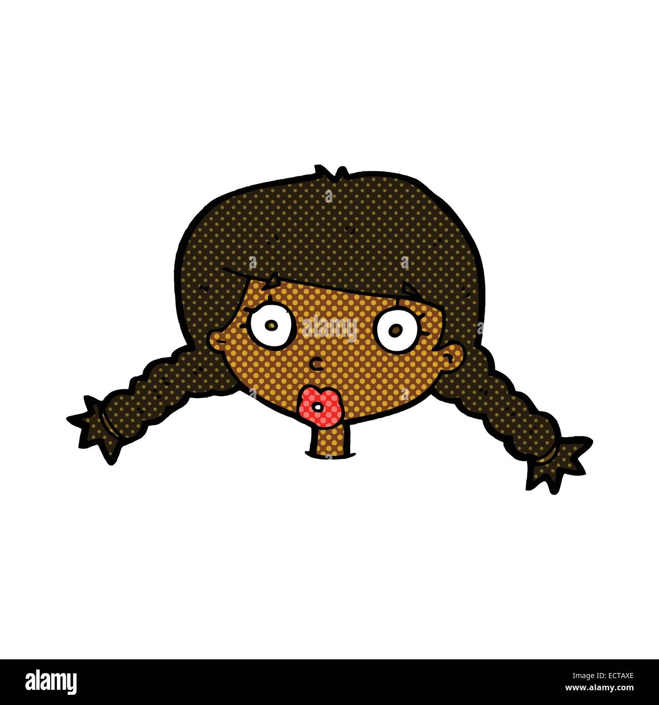 retro comic book style cartoon confused female face Stock Vector Image ...