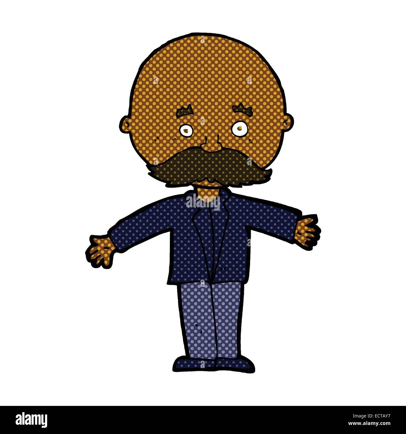 retro comic book style cartoon bald man with open arms Stock Vector ...