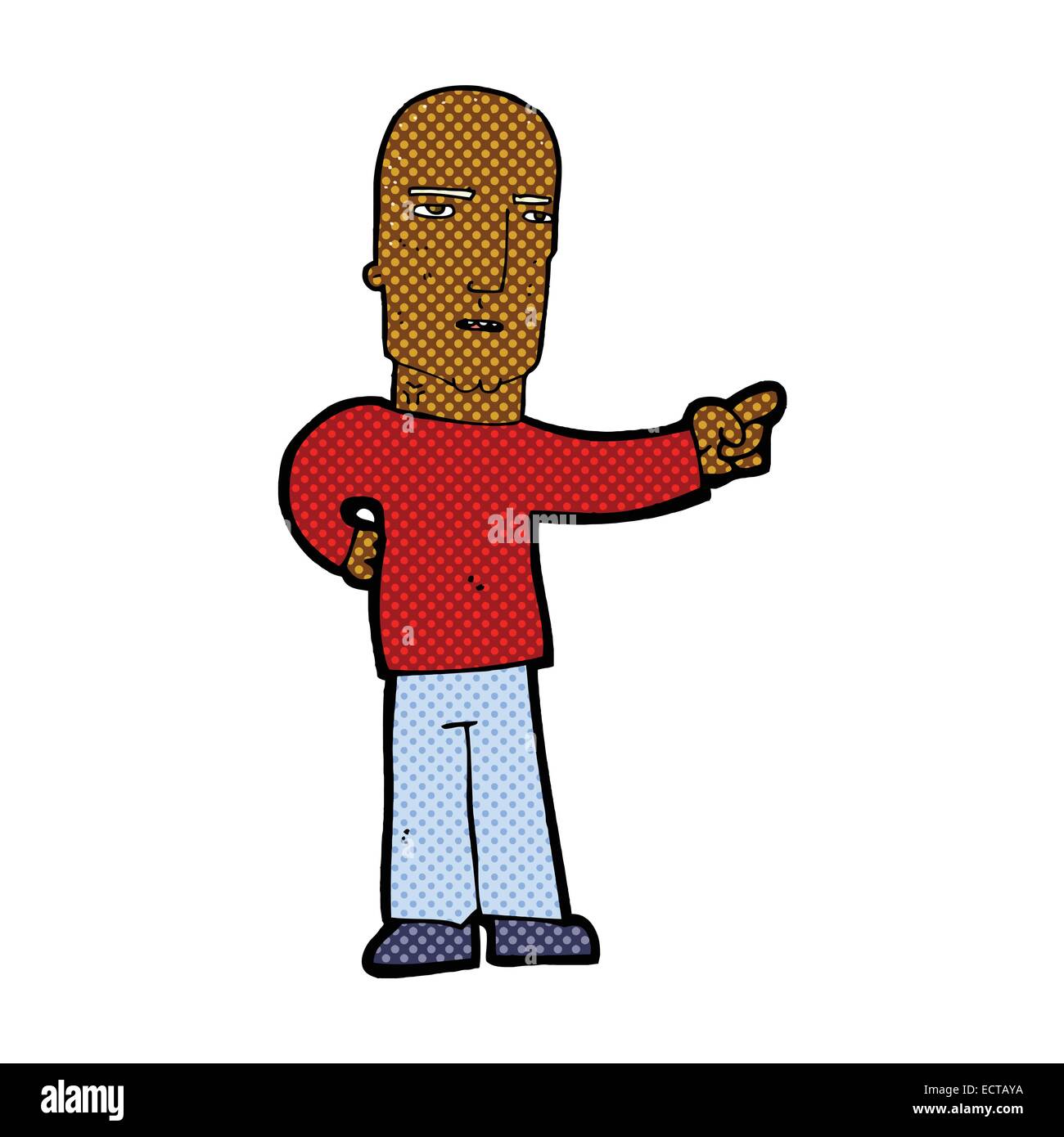 retro comic book style cartoon tough guy pointing Stock Vector Image ...