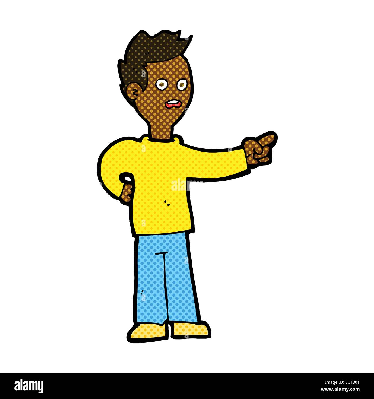 retro comic book style cartoon shocked boy pointing Stock Vector Image ...