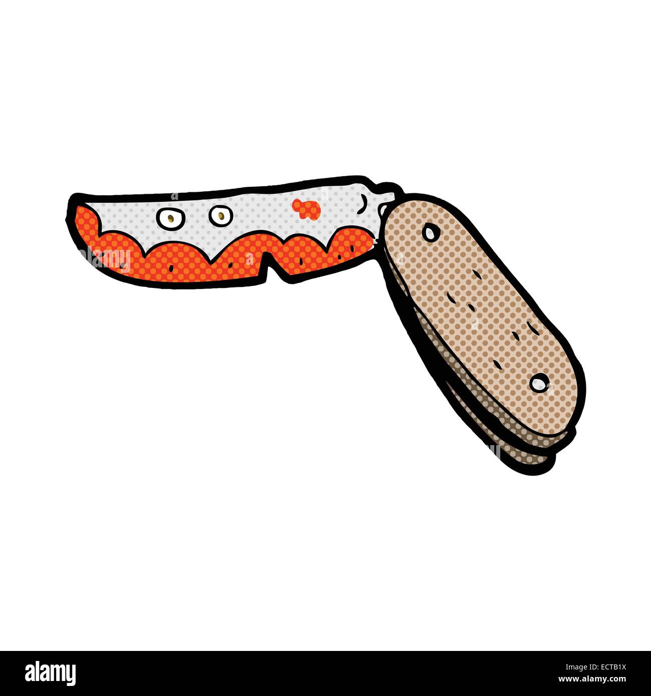 retro comic book style cartoon bloody folding knife Stock Vector Image ...