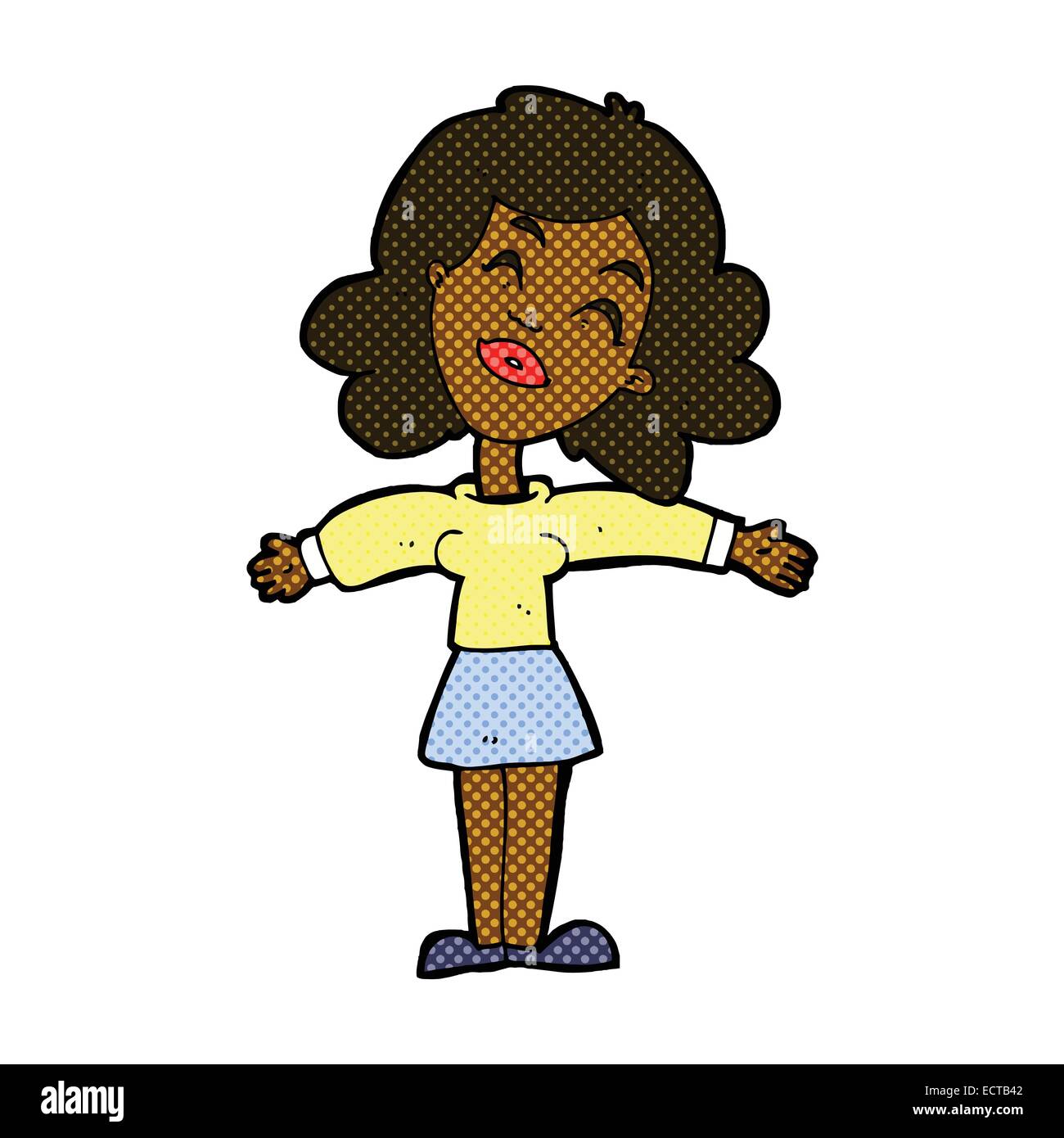 retro comic book style cartoon woman with open arms Stock Vector Image ...