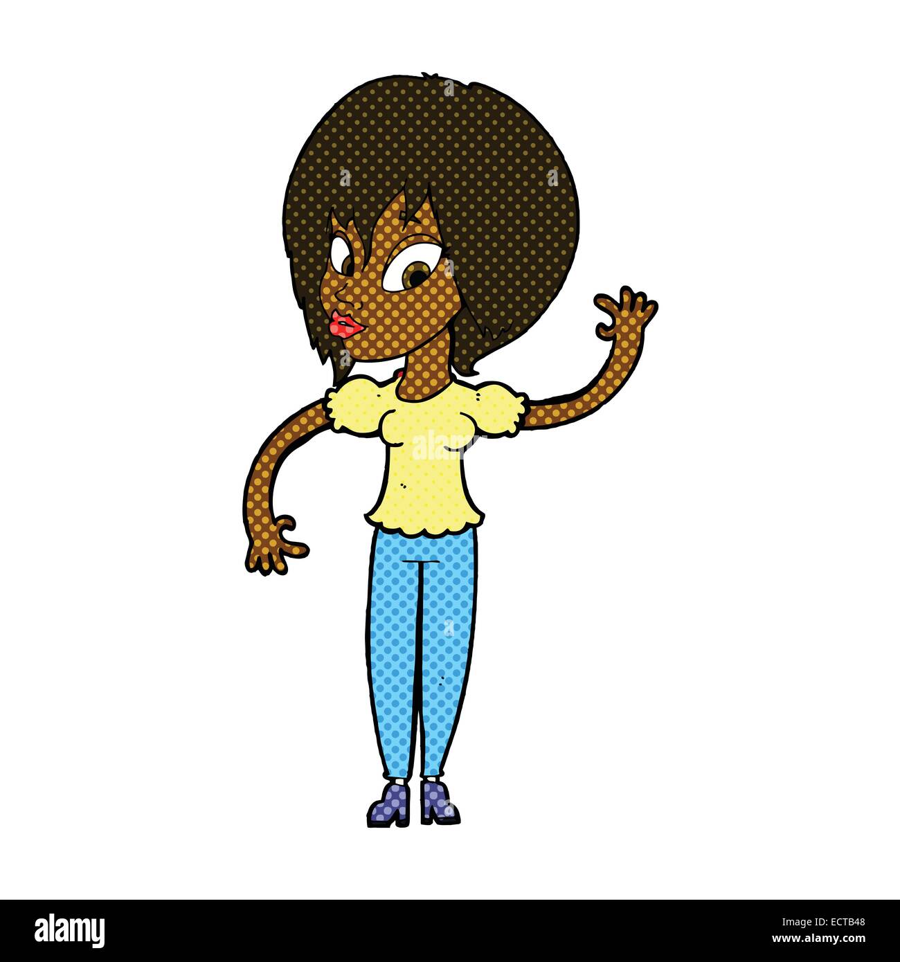 retro comic book style cartoon woman waving Stock Vector Image & Art ...